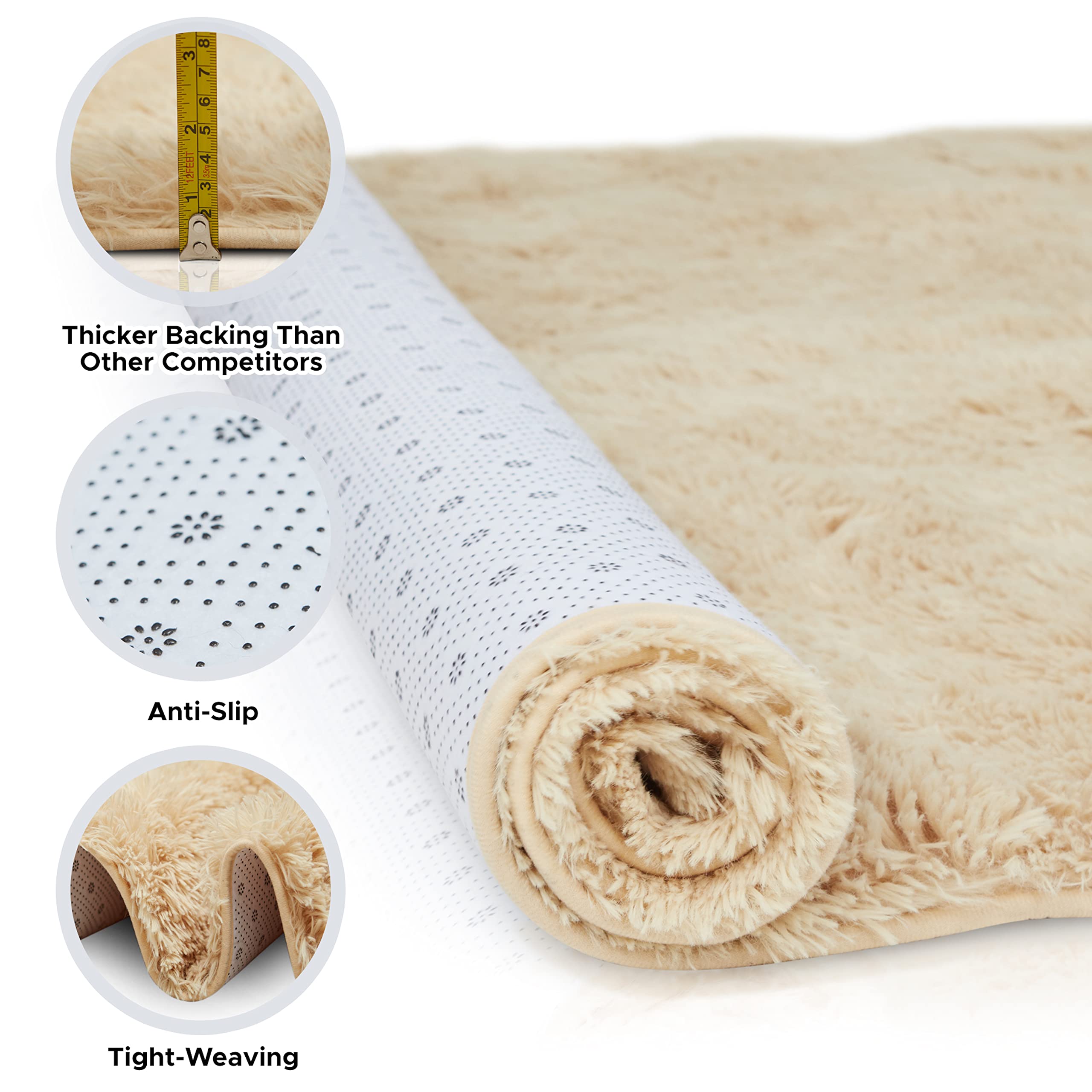 Signature Loom Fluffy Shaggy Area Rug 5x7 Soft Fuzzy Velvet Rugs for ...