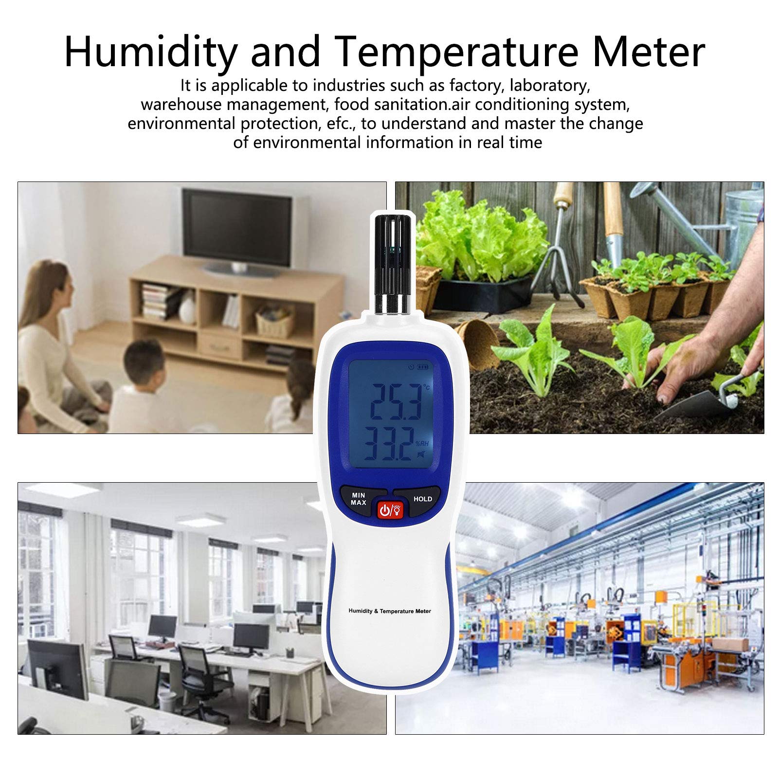 Hydrometer Humidity Meter Wet Bulb Globe Thermometer Wintact WT83 WT83B ...