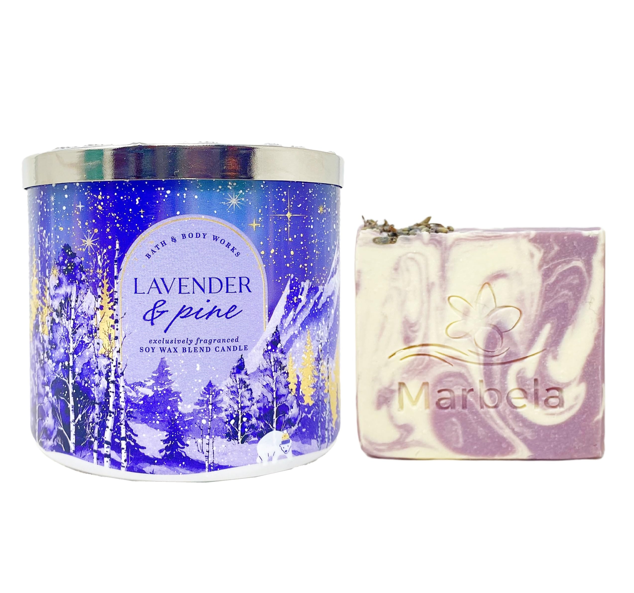 Amazon.com: Bath & Body Works Lavender & Pine 3-Wick Scented Candle with a Lavender Dream Bar ...