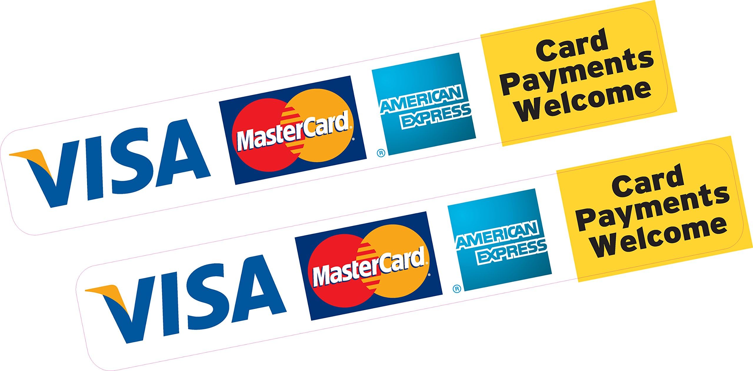 2X Card Payments Welcome Credit Card Visa MasterCard AMEX Sticker ...
