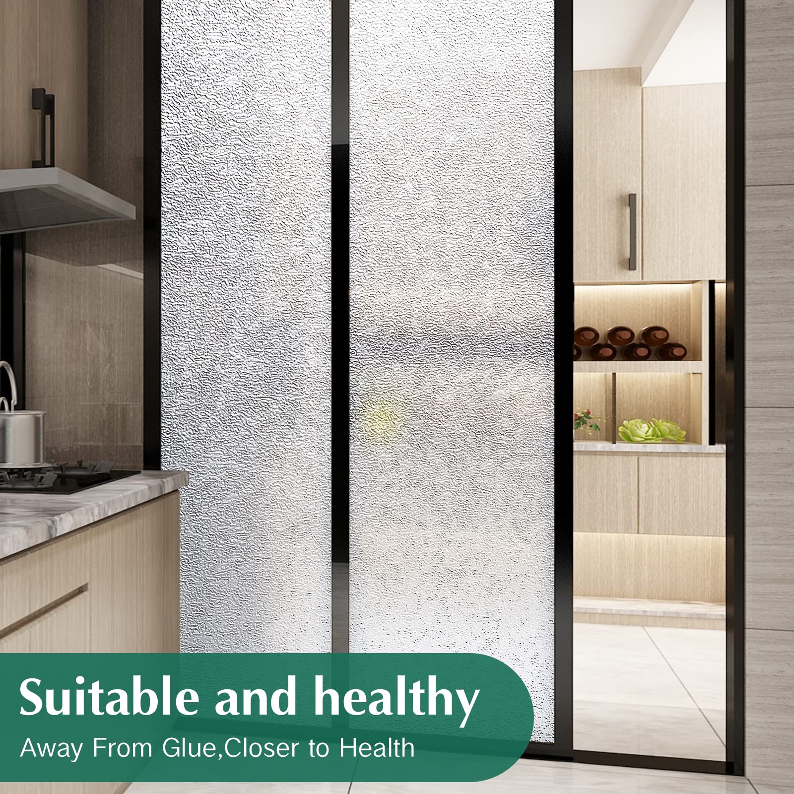 Coavas Frosted Window Privacy Film: Crystal Glass Film, No Glue Static ...