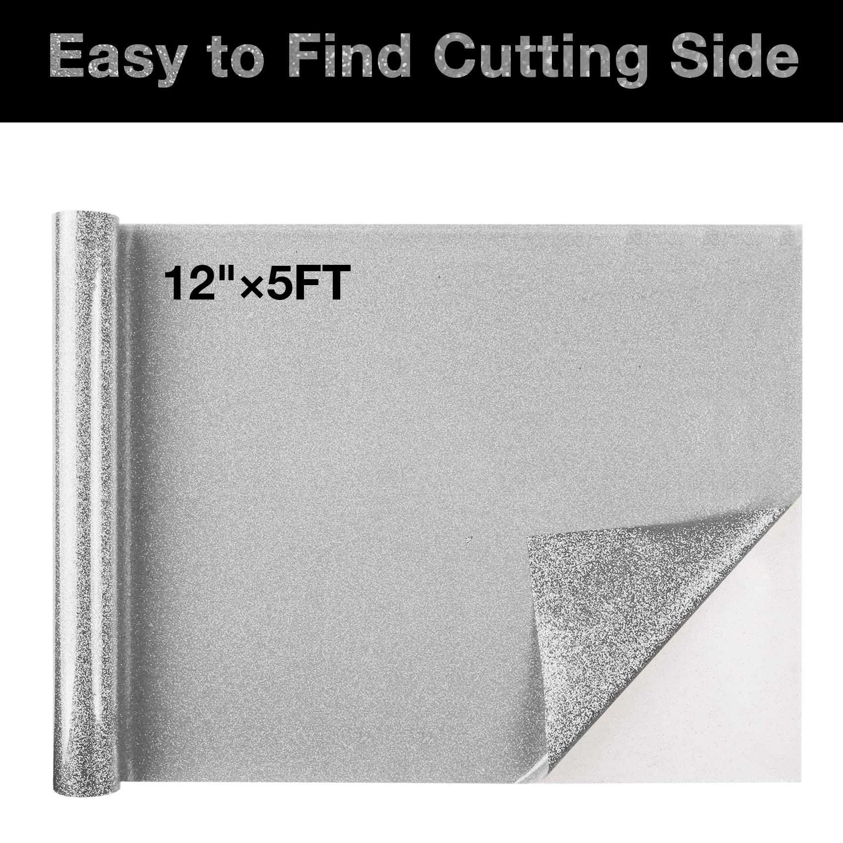 Snapklik.com : Silver Glitter HTV Heat Transfer Vinyl Roll 12 Inch X 10 ...