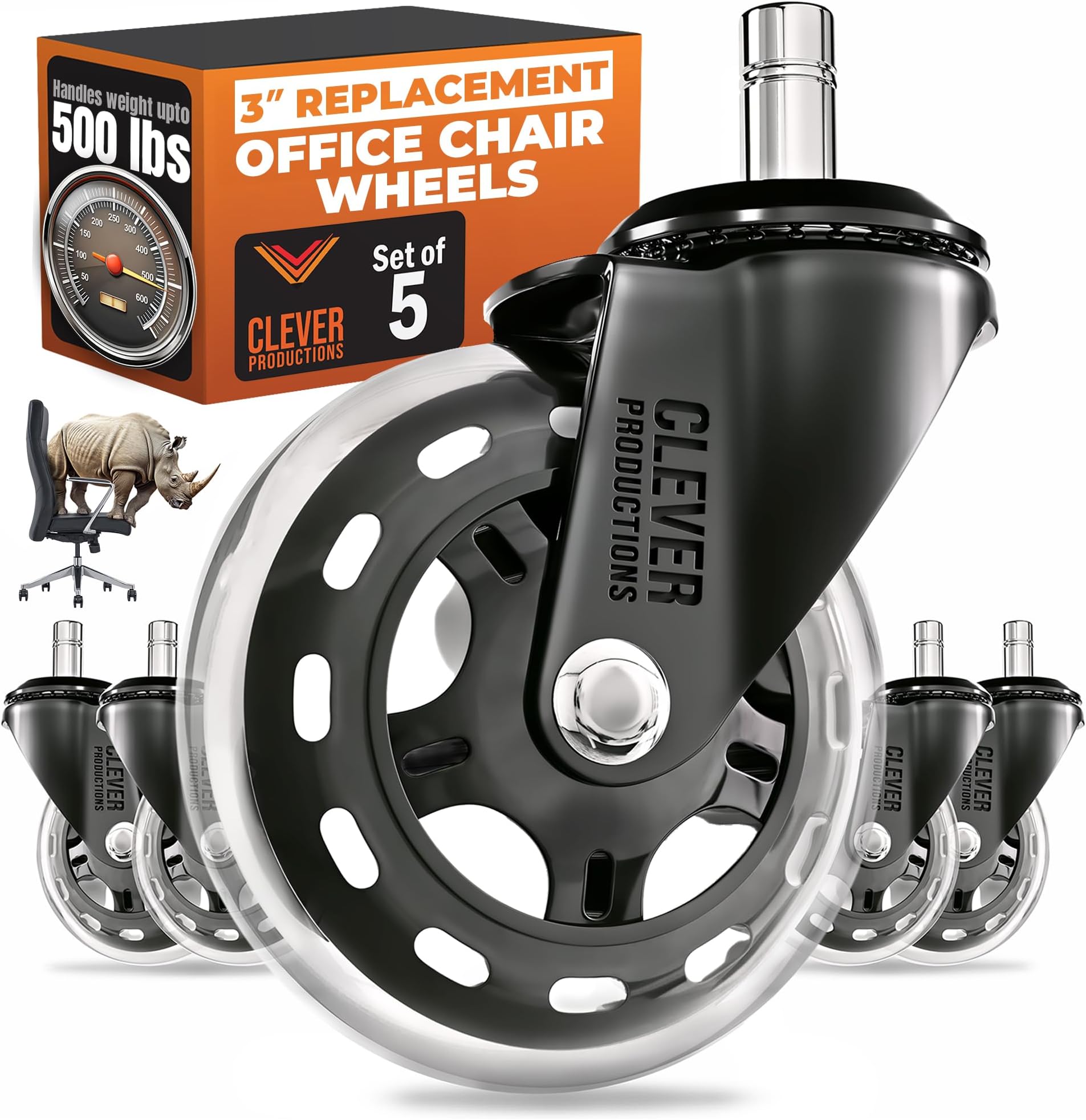 Amazon.com: Office Chair Wheels Replacement Set of 5 - NO MORE CHAIR ...