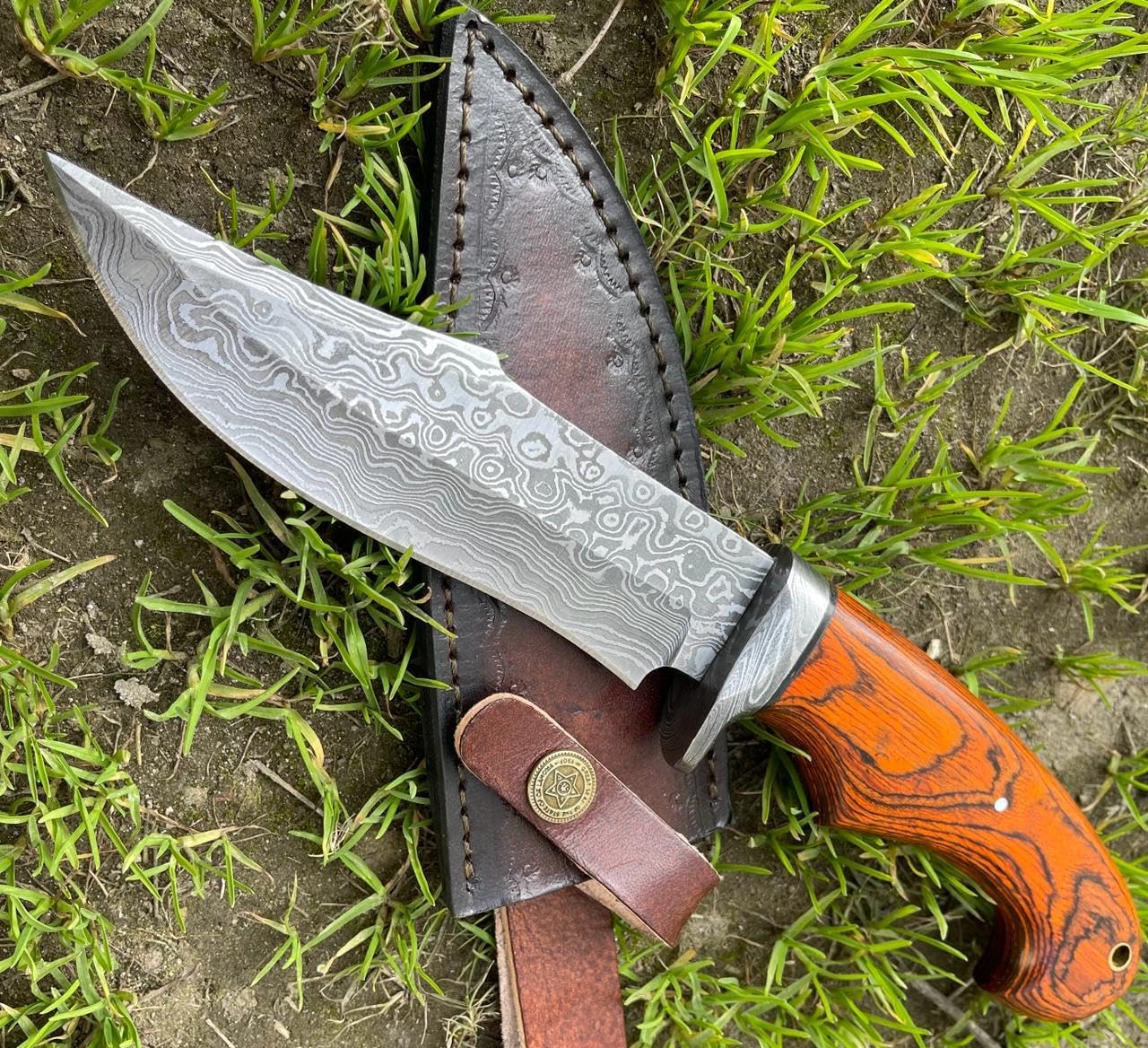 Amazon.com : RIGGER KNIFE Handmade Damascus Steel Bowie knife Fixed ...