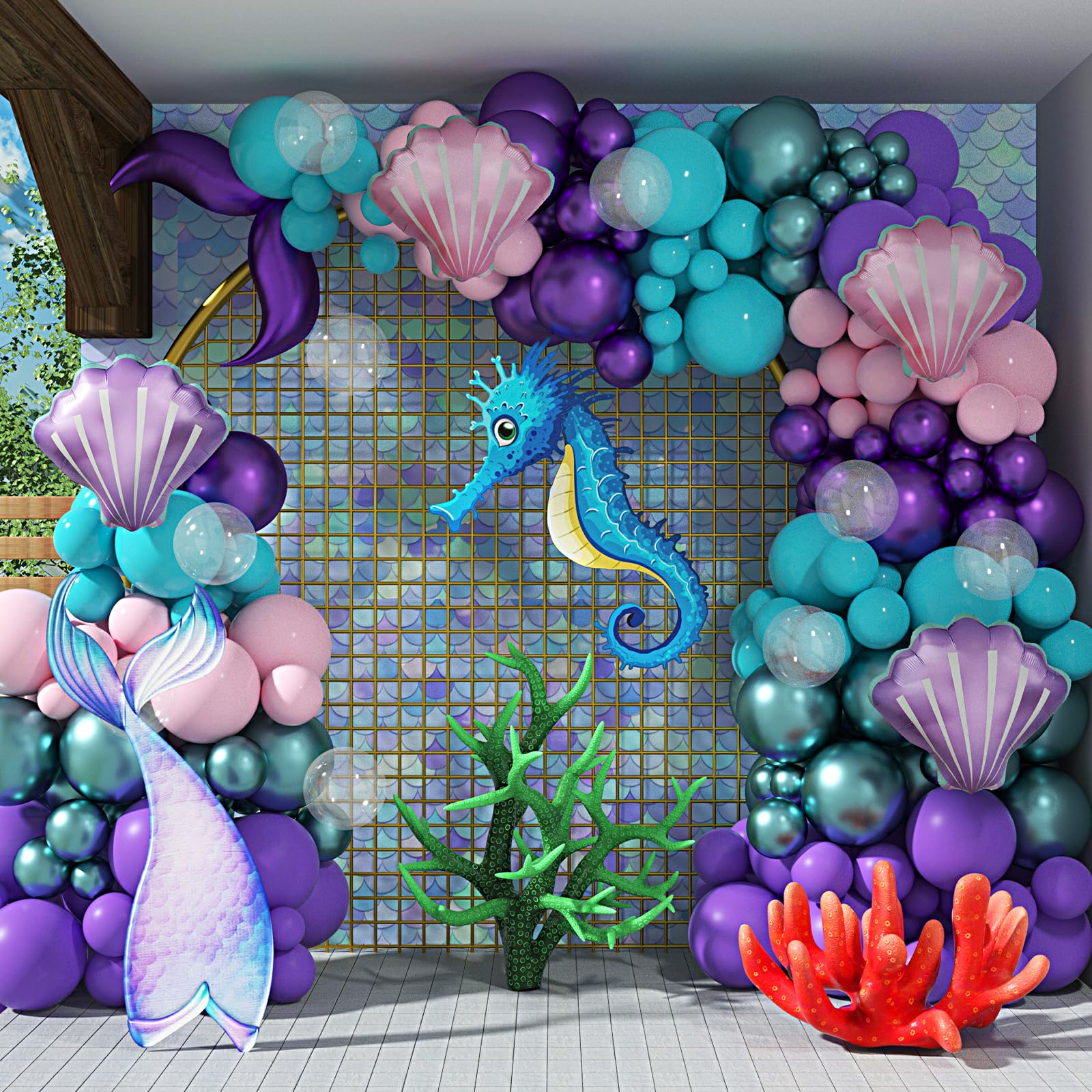 Snapklik.com : Mermaid Balloon Arch Kit Mermaid Tail Arch Party Supplies