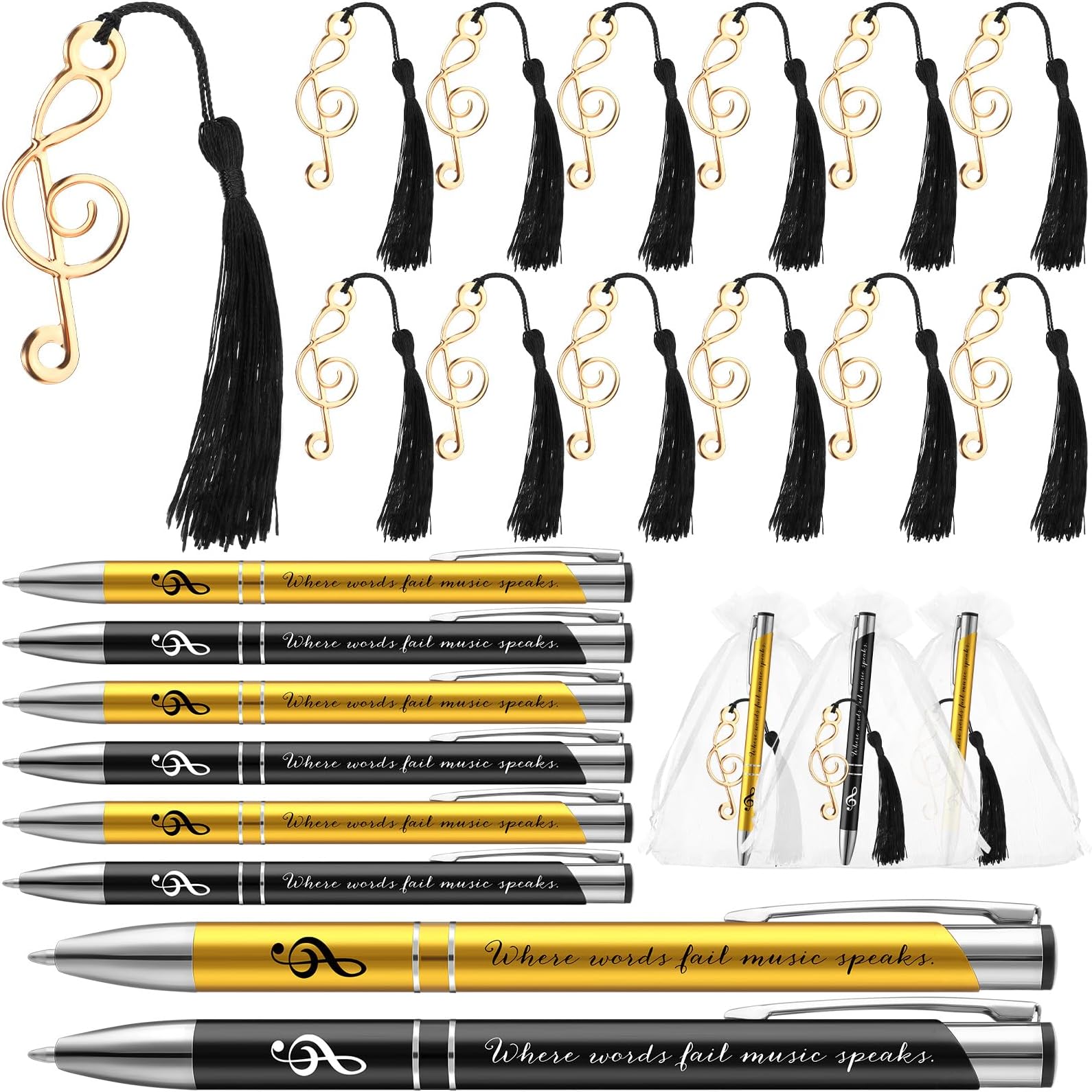 Amazon.com: 48 Pcs Metal Musical Notes Bookmarks with Elegant Silk ...