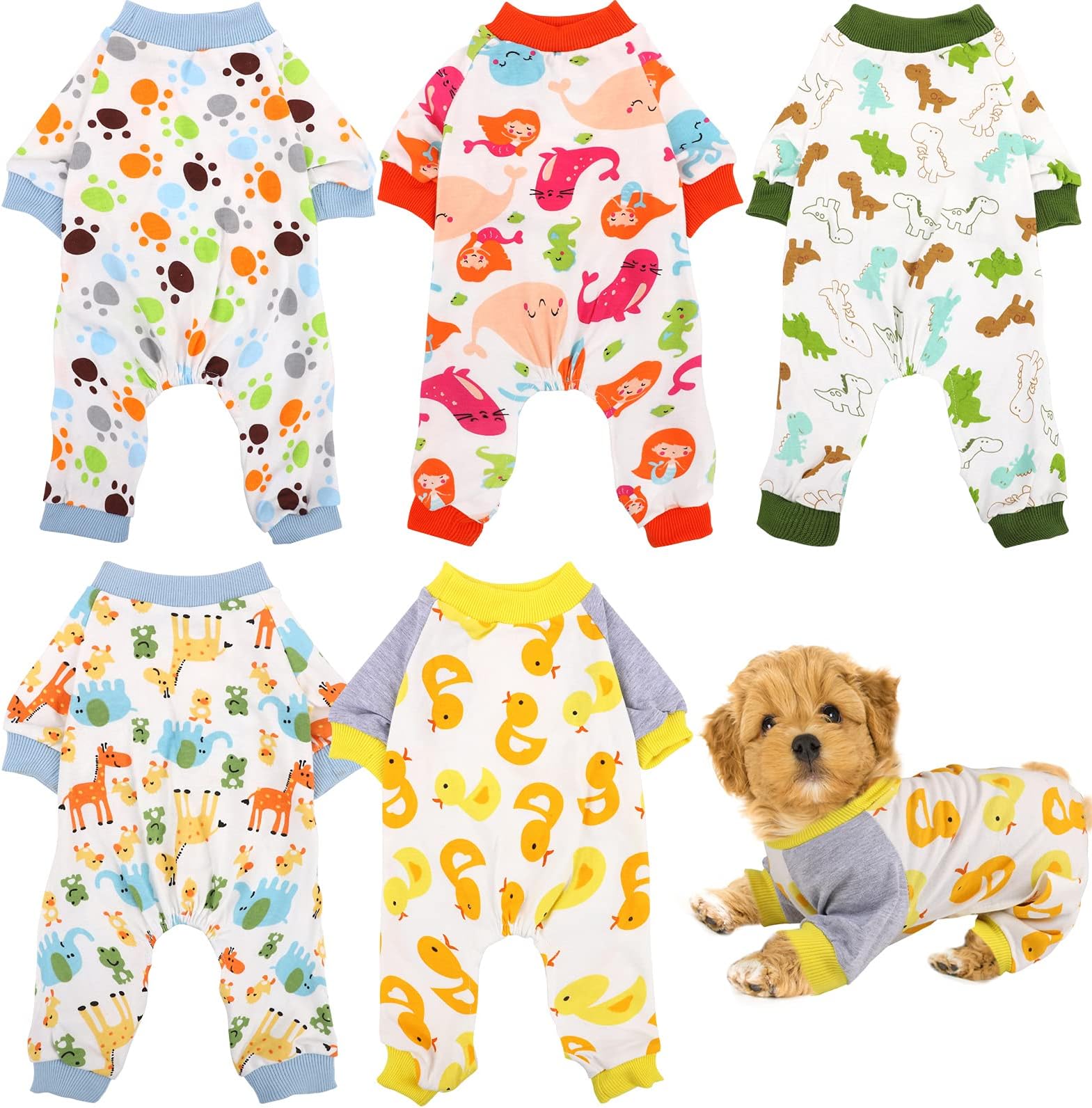 Amazon.com : Pet Dog Pajamas Soft Cotton Shirt Jumpsuit Cute Overall ...