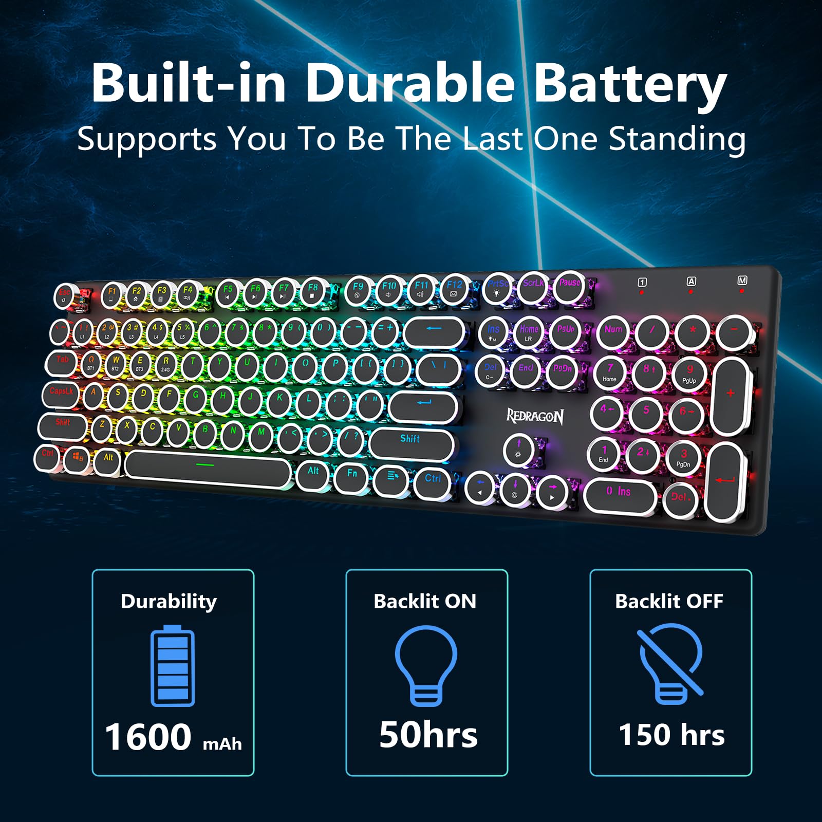 Snapklik.com : Wireless Mechanical Gaming Keyboard, Bluetooth/2.4Ghz ...