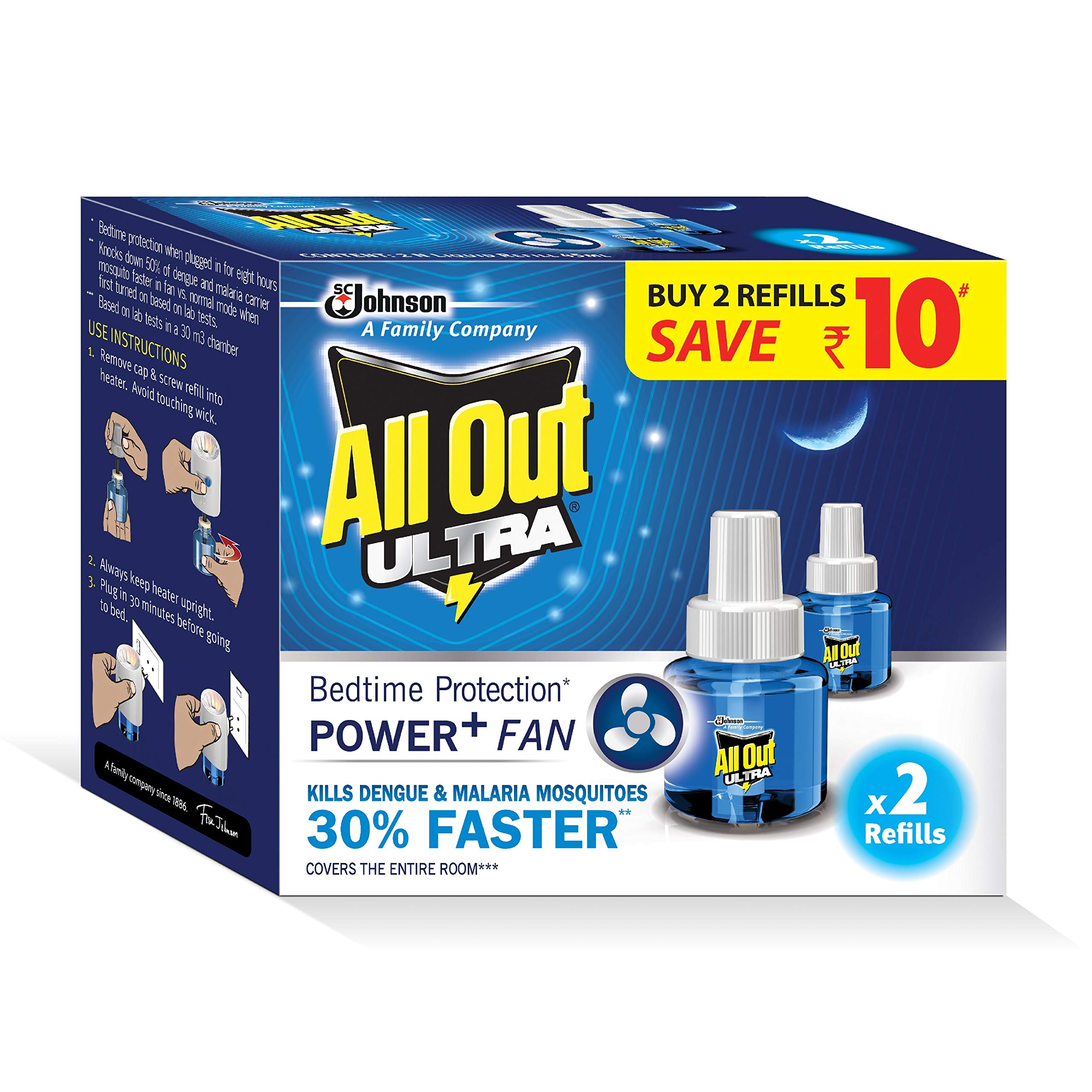 All Out Ultra Power+ Fan (2 Refills Pack)&All Out Ultra Power+ Slider ...