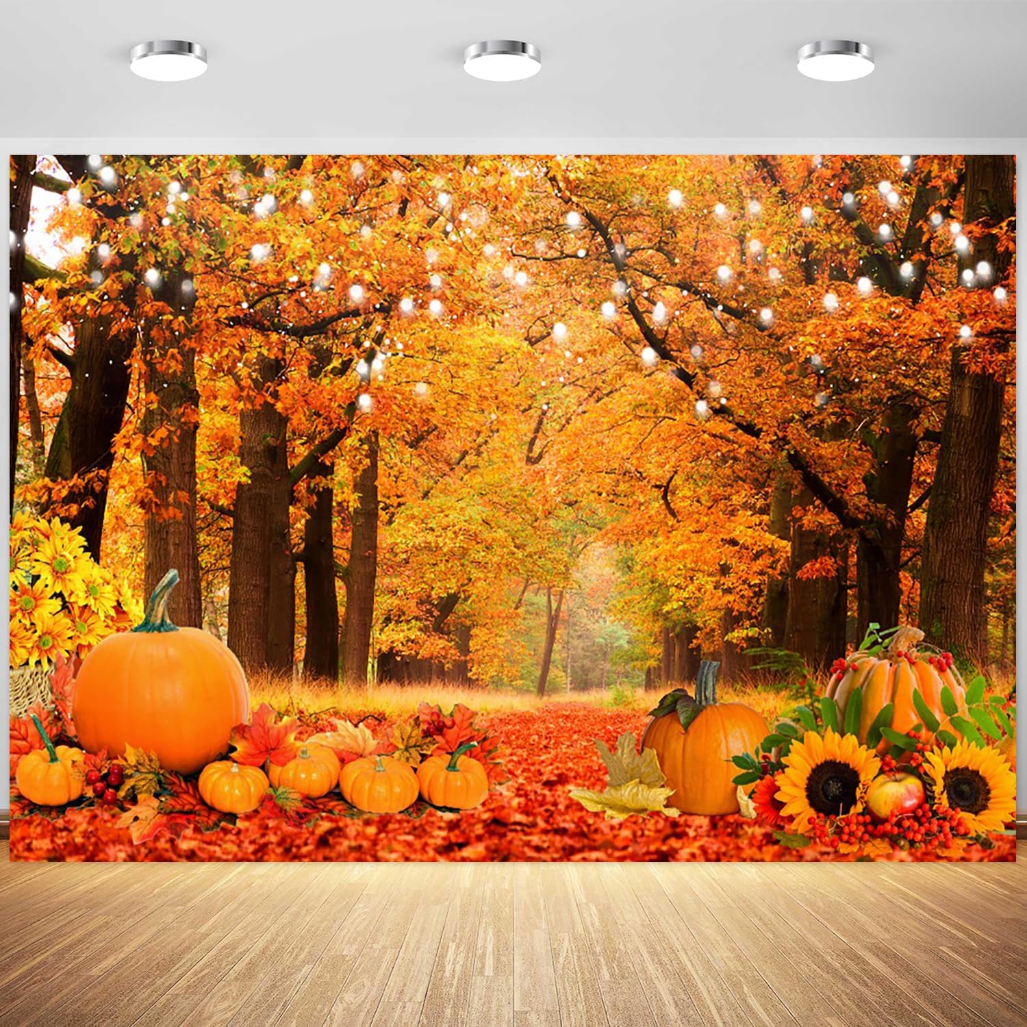 Amazon.com : 20x10ft Fall Backdrop Autumn Pumpkins Forest Maple Leaves ...