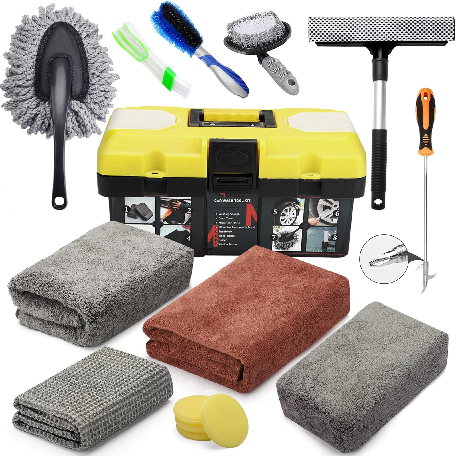 Amazon.com: Winshall Car Wash Tool Car Cleaning Kit with Bag ...