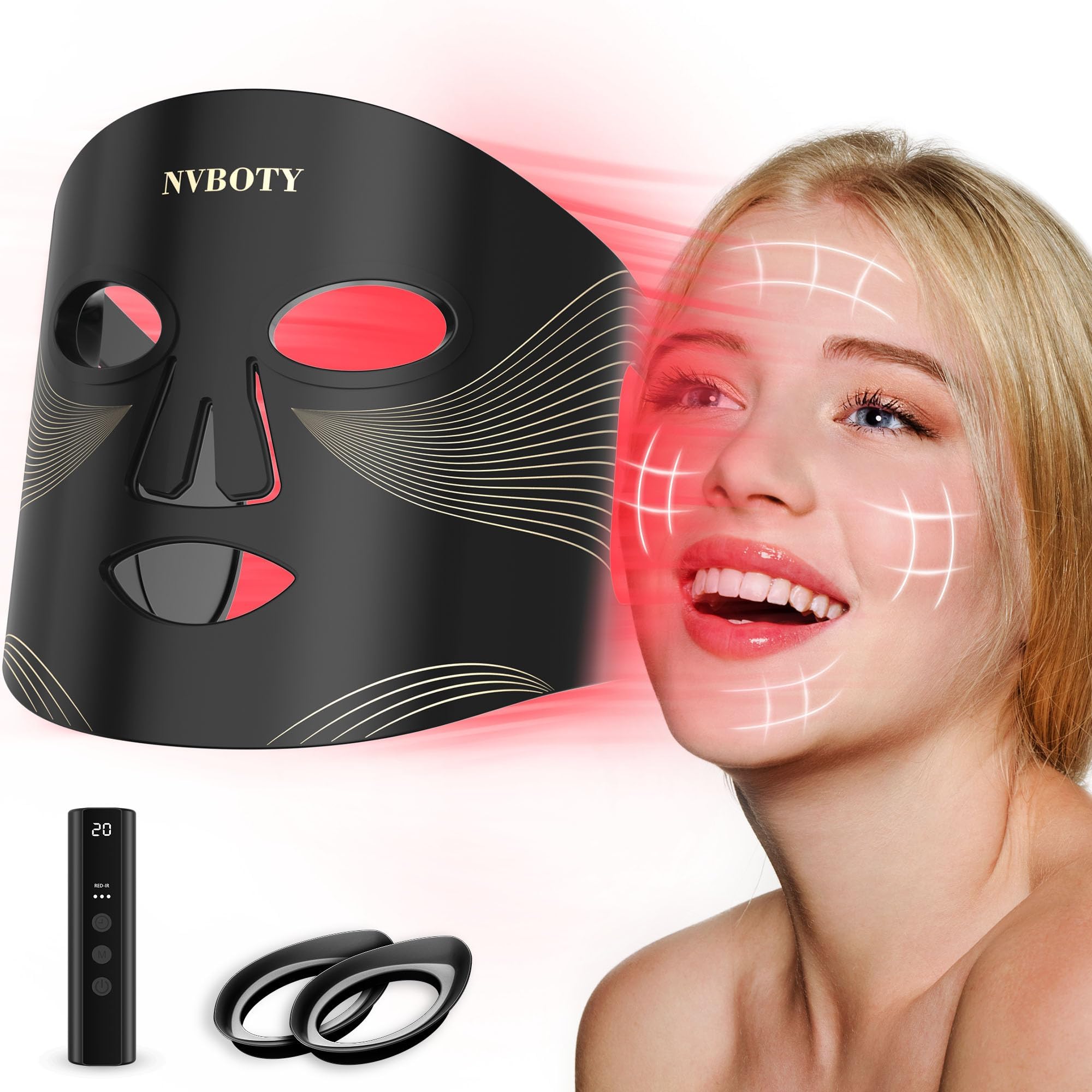 Amazon.com: NVBOTY LED Face Mask Light Therapy, 4 Modes Portable Red ...