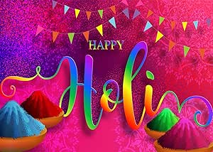 Amazon.com : BELECO 8x6ft Fabric Happy Holi Backdrop Colorful Paint ...