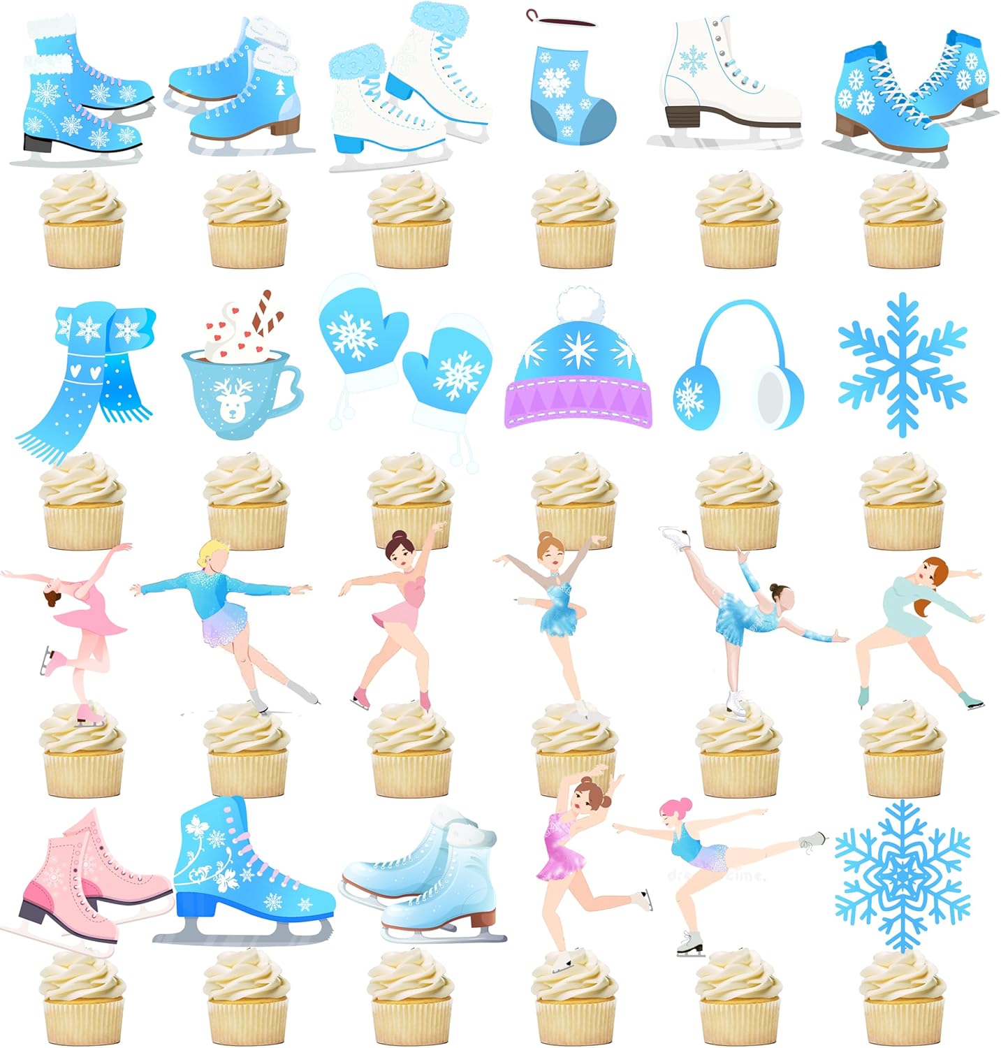 Amazon.com: 48pcs Ice Skating Cupcake Toppers Ice Skating Theme Party ...