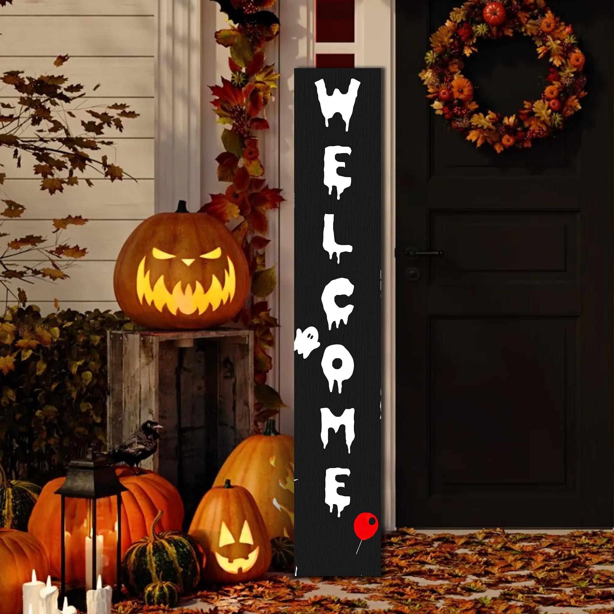 Halloween Porch Sign Halloween Welcome Sign for Front Porch Standing ...