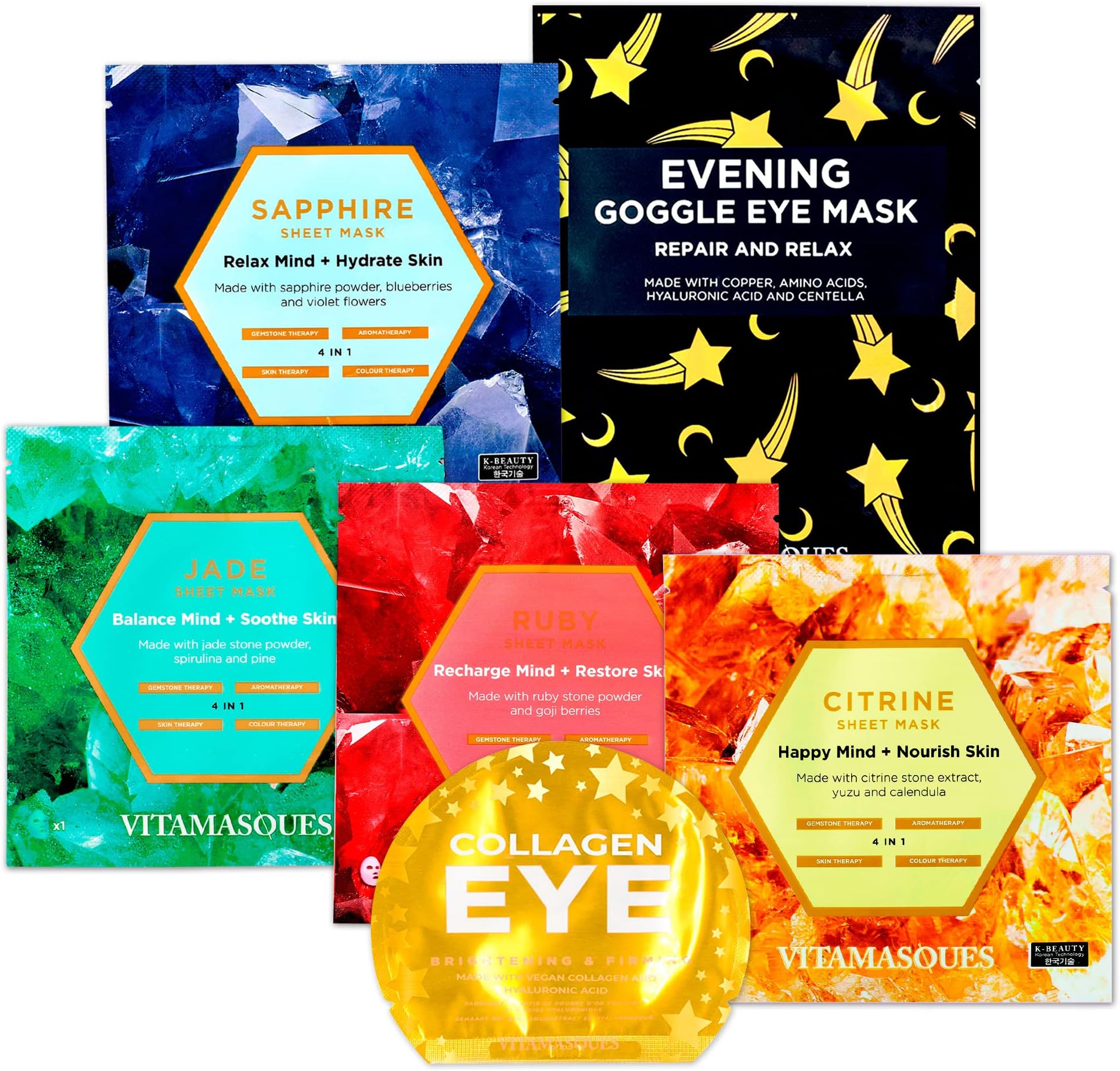 Amazon.com : Vitamasques Face & Eye Mask Bundle - Vegan Collagen Eye ...