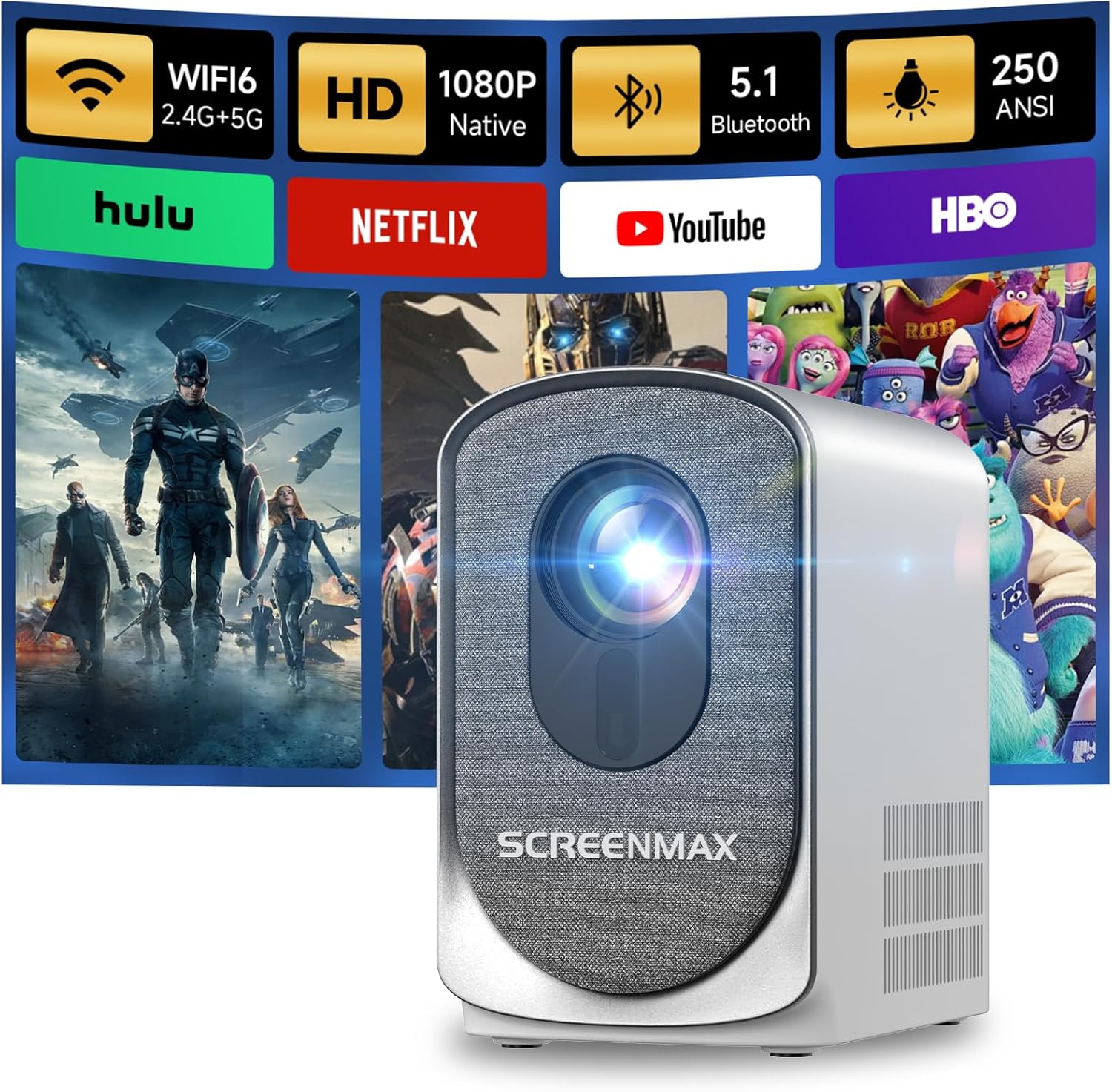 Amazon.com: [Electric Focus] SCREENMAX C7 Mini Projector with WiFi and ...
