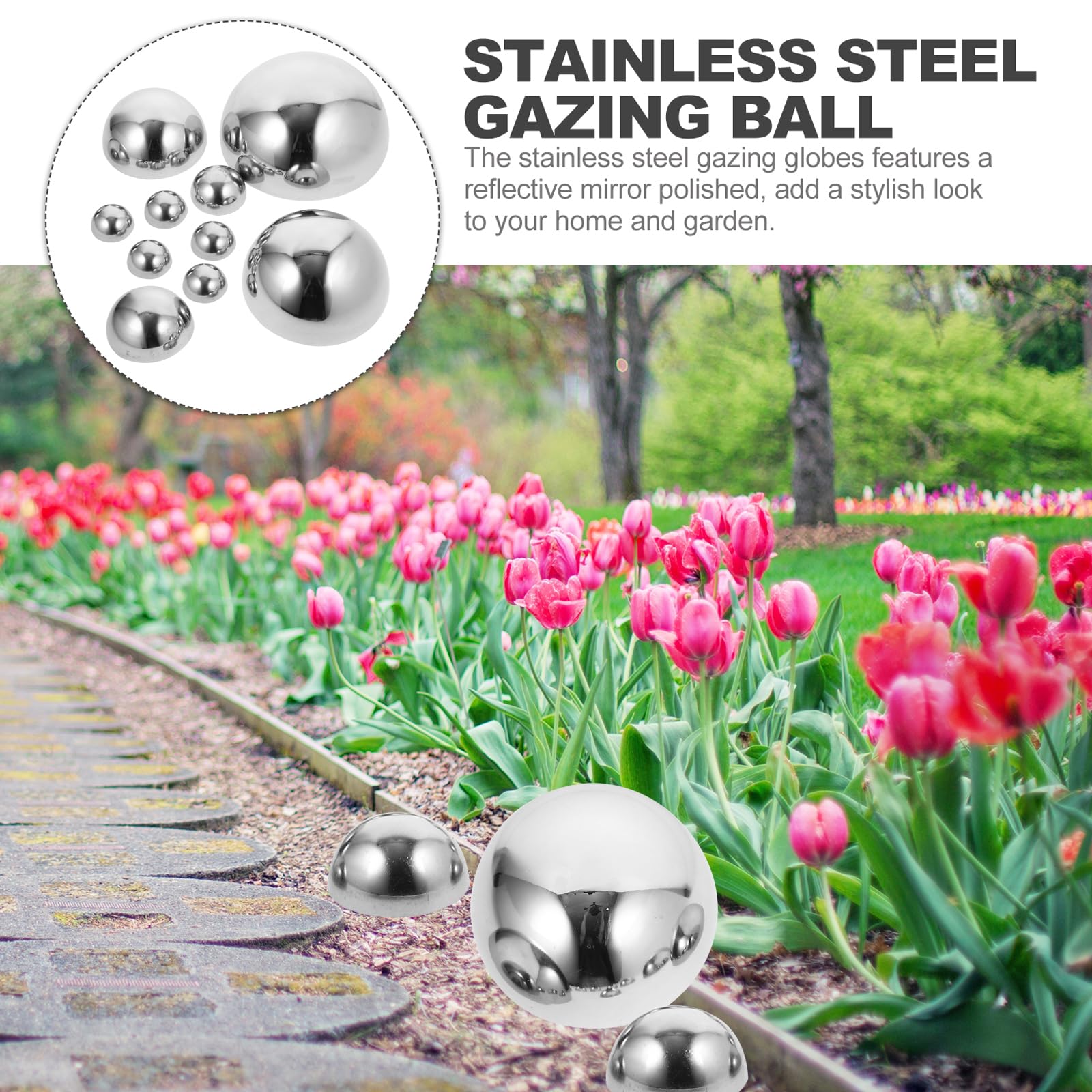 Gazing Ball Stand 10pcs Stainless Steel Gazing Half Ball Reflective ...