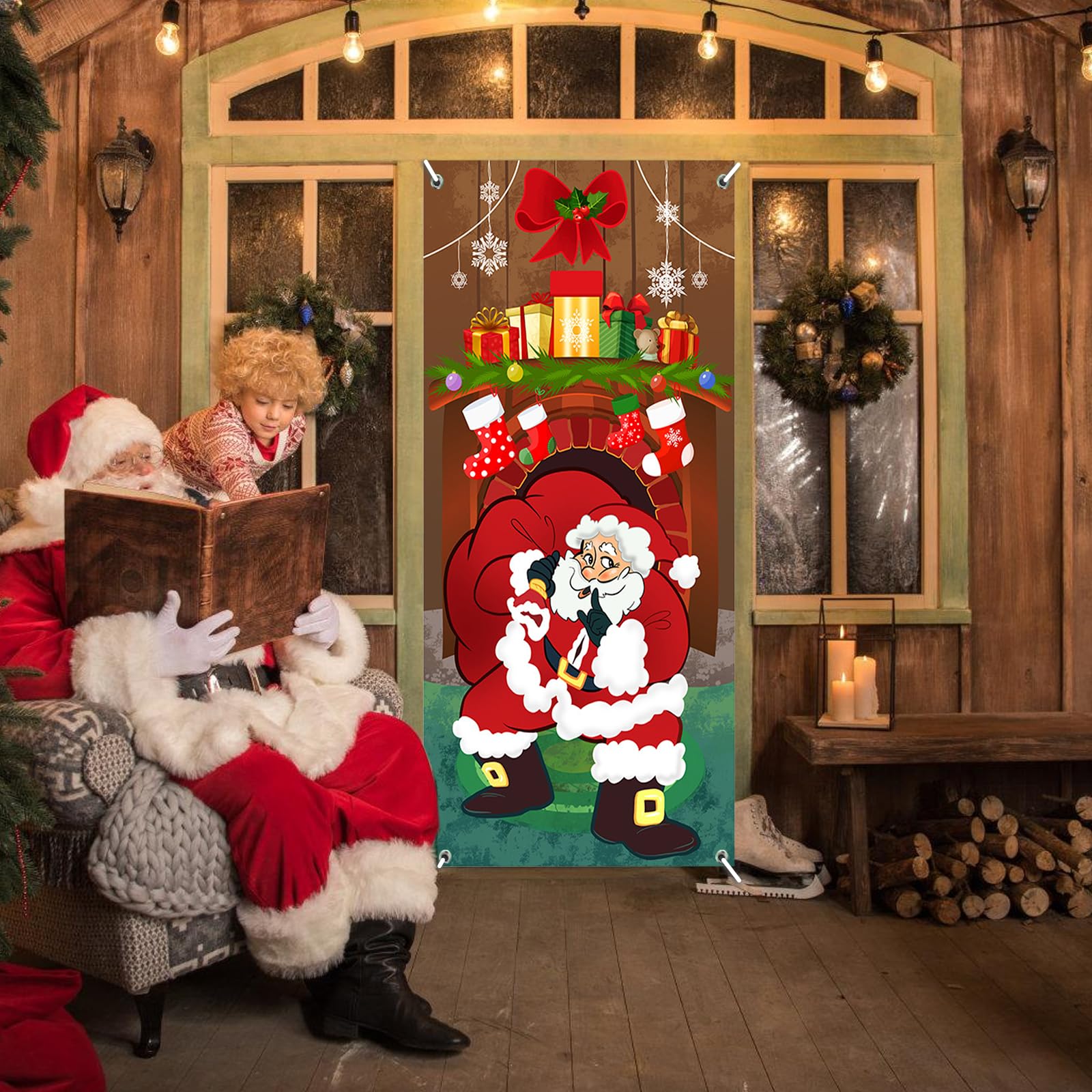 Christmas Door Cover Decoration,Santa Claus Door Cover,Xmas Santa Door ...