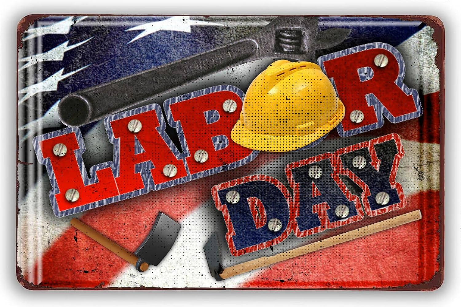 Amazon.com: Tin Sign Happy Labor Day Labor Cap Wall Art Decor ...