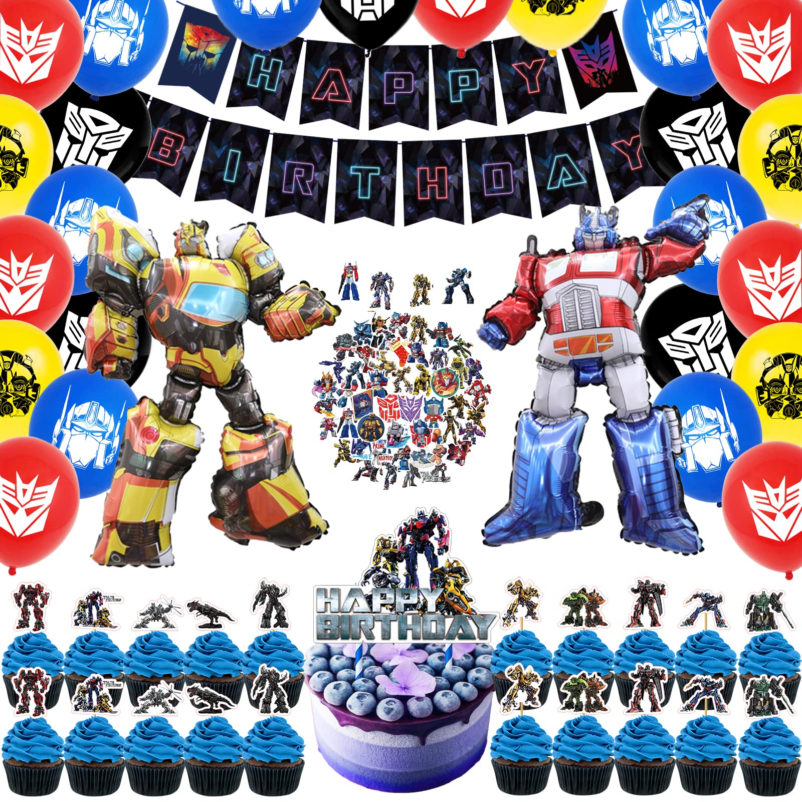 98pcs Transformers Birthday Party Supplies Including Birthday Banner ...