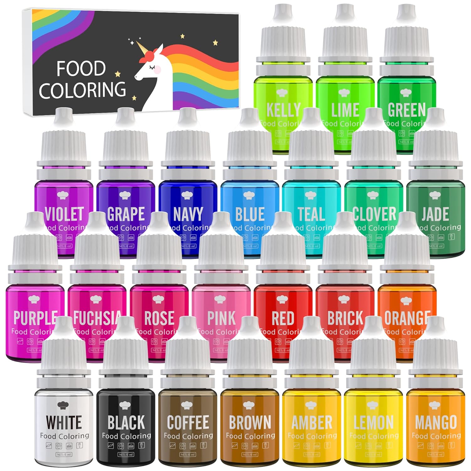 Food Colouring - 24 Vibrant Food Colours for Baking, Cake Decorating ...
