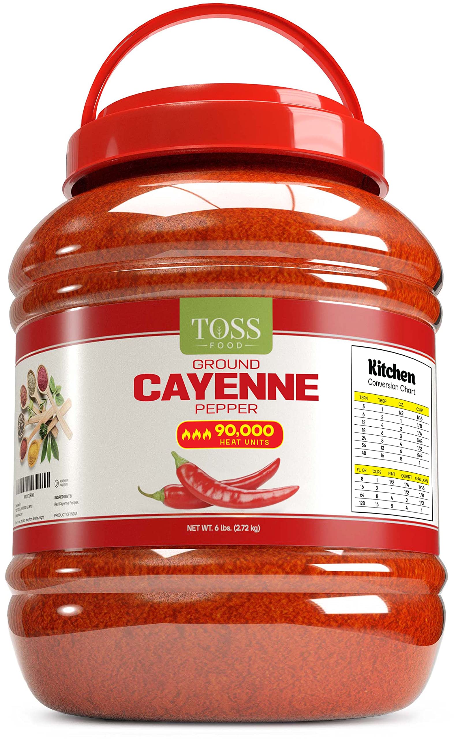 TOSS Extreme Hot Red Cayenne Pepper 90000 Heat Units 6 LB Commercial ...