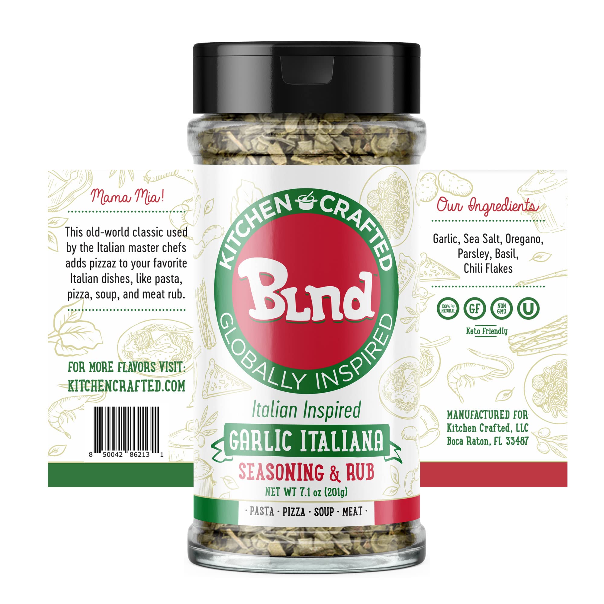 Amazon.com : Kitchen Crafted - BLND Garlic Italiana Spice Seasoning ...