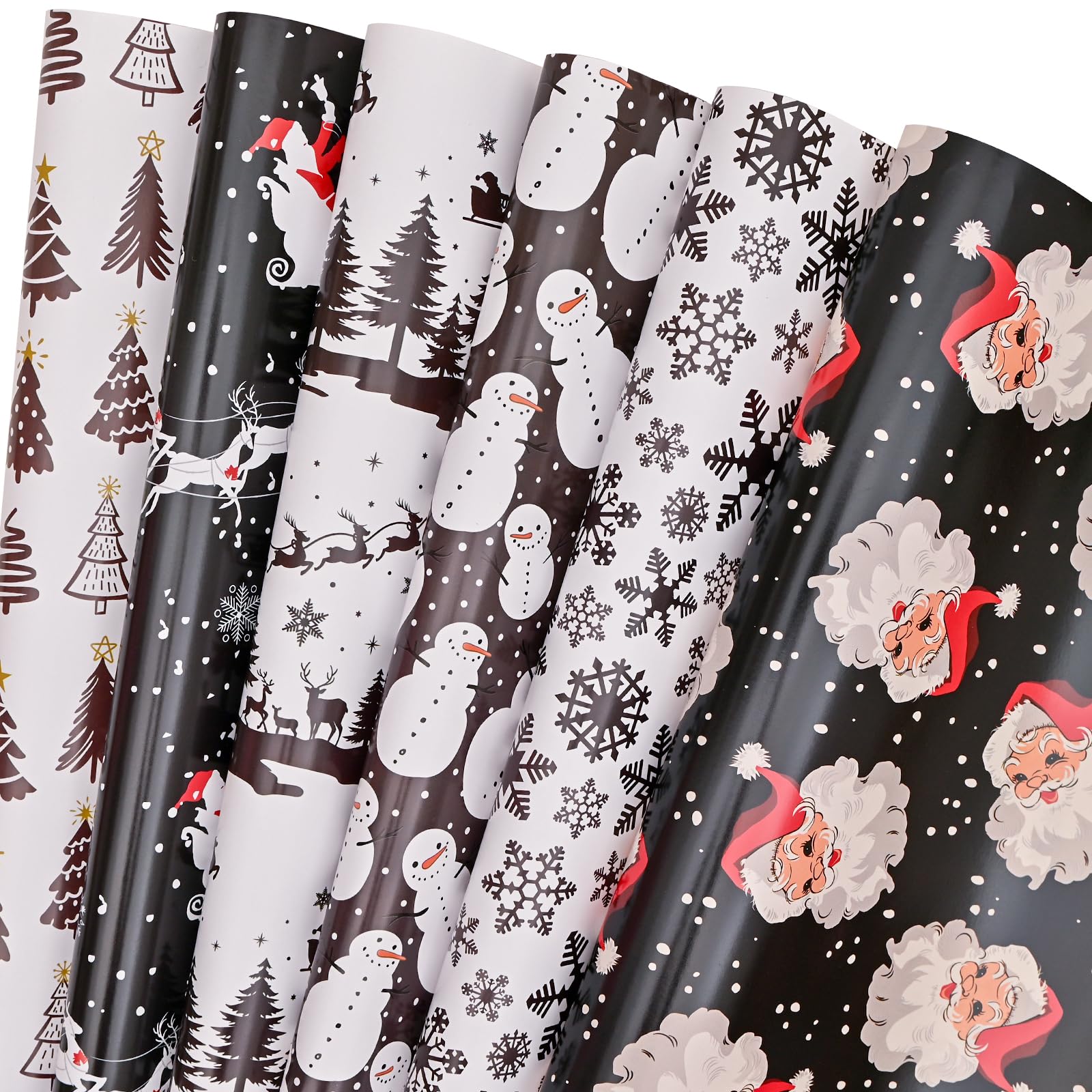 Amazon.com: Dtiafu Black Christmas Wrapping Paper 6 Watercolor Holiday ...