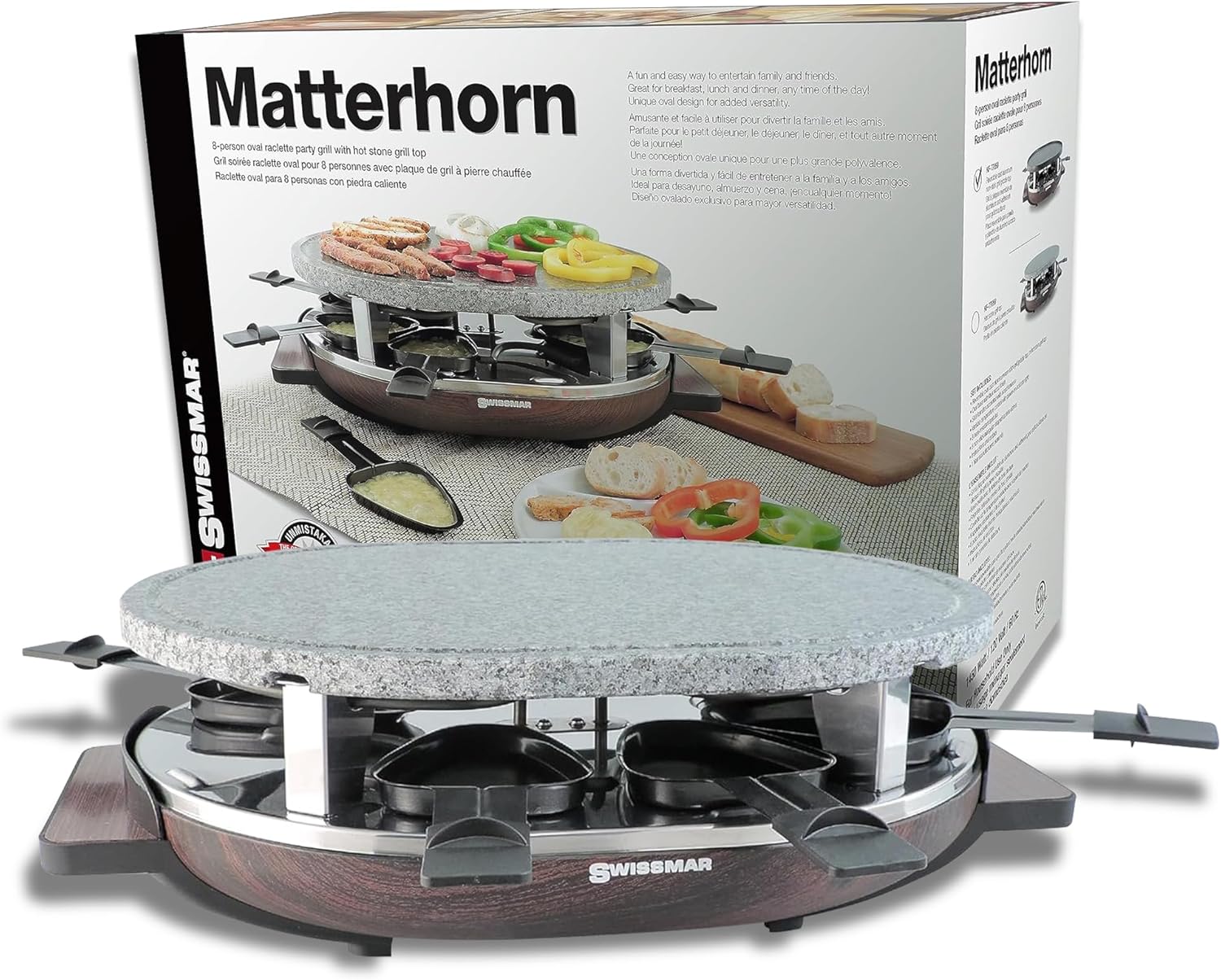 Amazon.com: Swissmar 8-Person Raclette Party Grill with Granite Stone ...