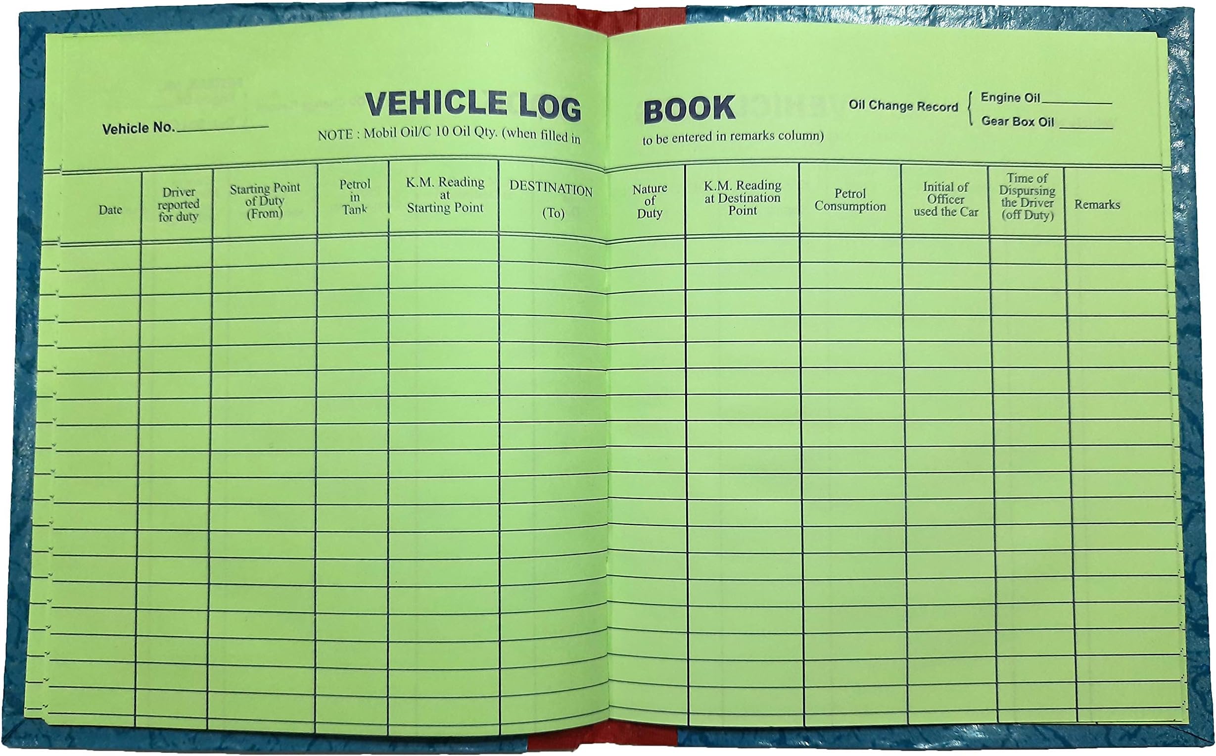 LRS Vehicle Log Book Short Size - Hard Bound - 21 x 17 cm - 40 Pages ...