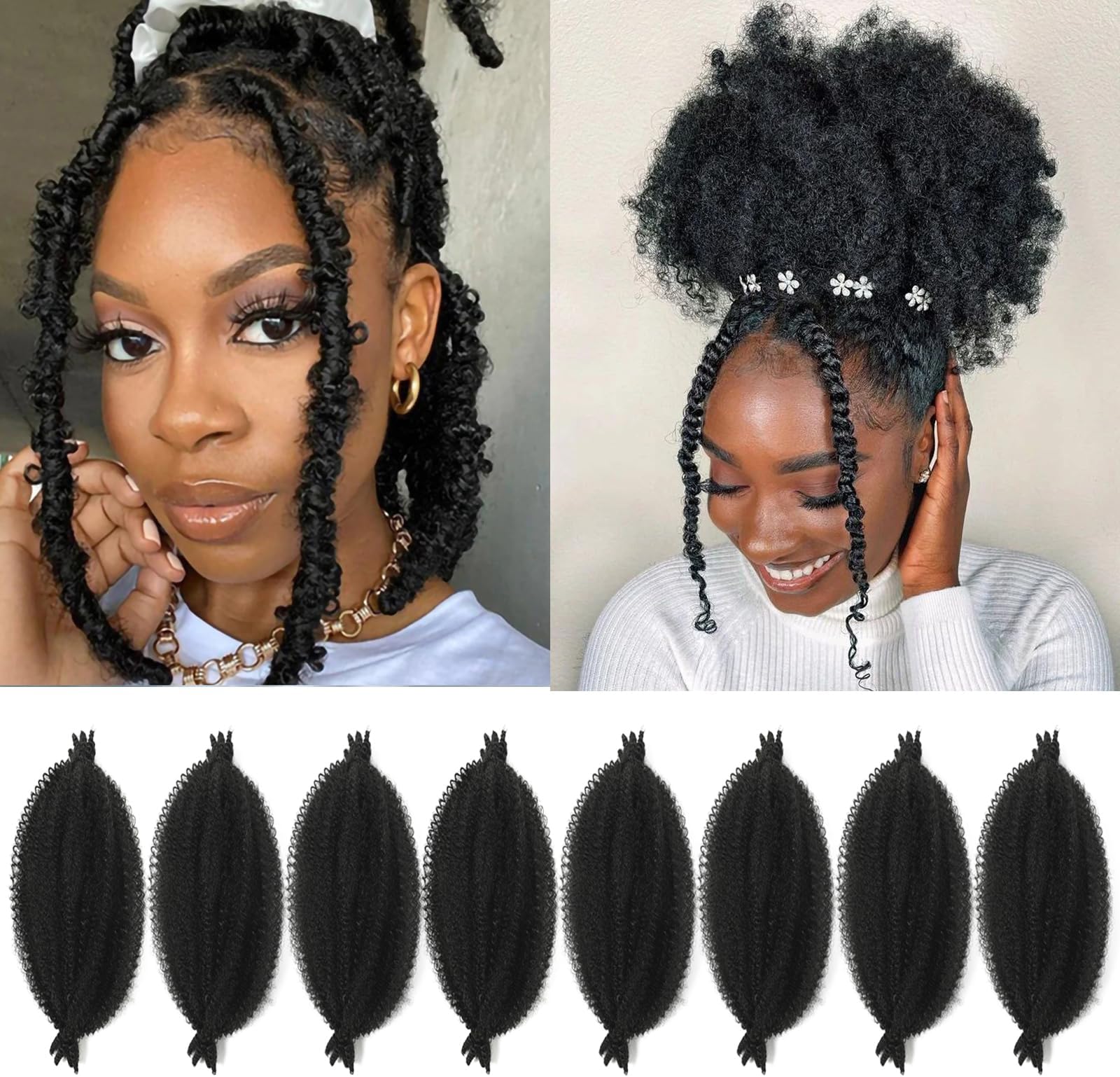 Amazon.com : 8 Packs Pre-Separated Springy Afro Twist Hair 8 Inch ...