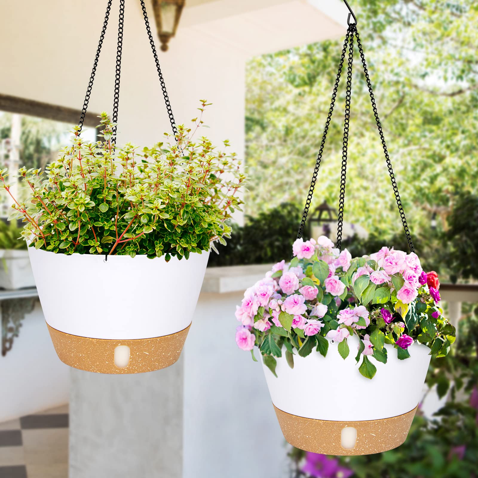 Snapklik.com : QCQHDU 8 Inch Hanging Planter, 2 Pack Self Watering Pots ...