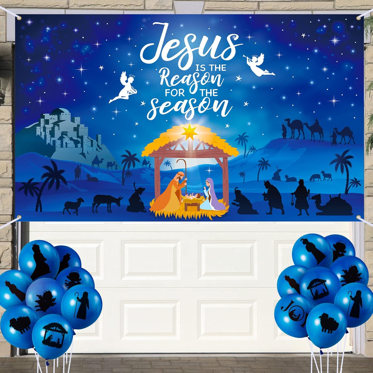 Amazon.com: Holy Nativity Christmas Banner Manger Scene Religious ...