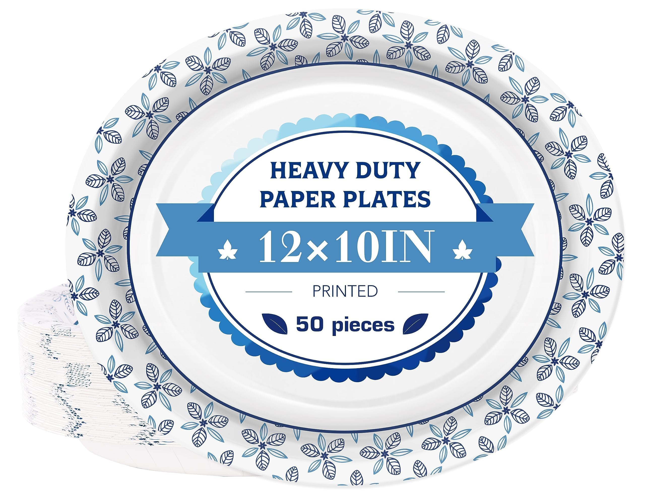 Amazon.com: VEIZEDD 50 Pcs Oval Paper Plates 12 x 10 in Large ...