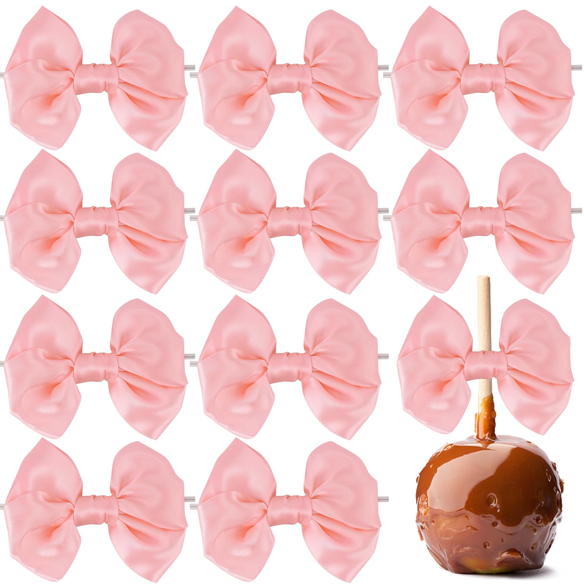 Amazon.com: AIMUDI Pink Satin Ribbon Twist Tie Bows for Treat Bags 3.5 ...