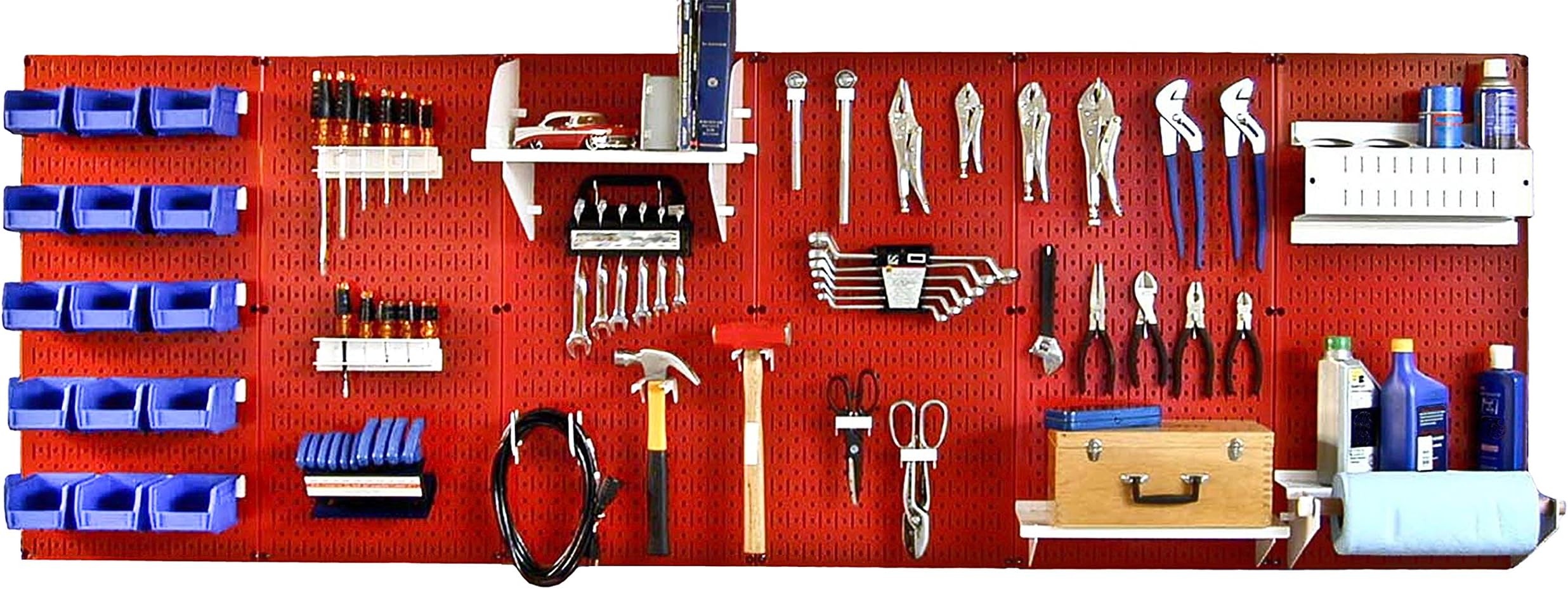 Wall Control Master Workbench Storage Kit - Red Metal Pegboard - Wall ...