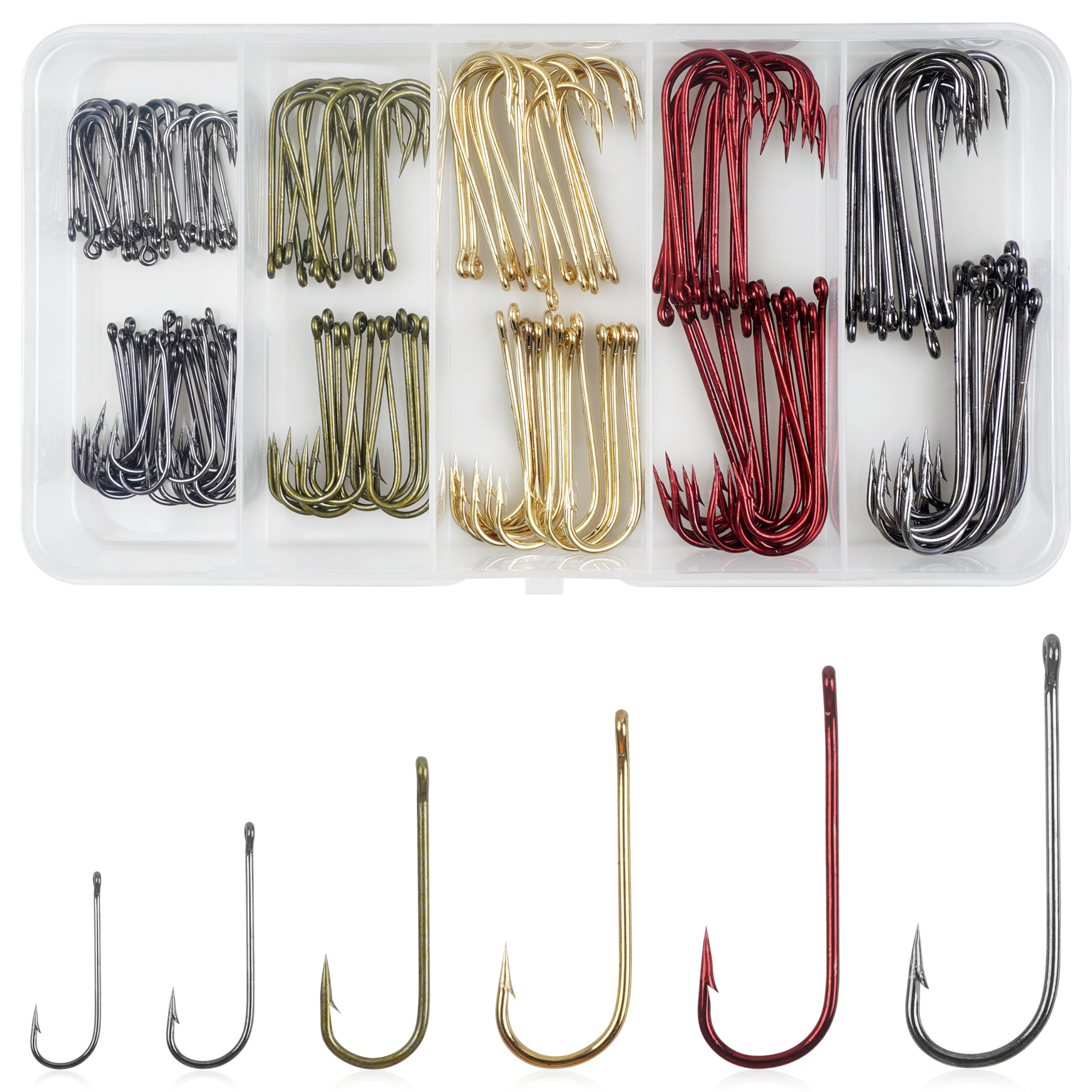 Amazon.com : Aberdeen Fishing Hook Set,150pcs Crappie Hooks Long Shank ...