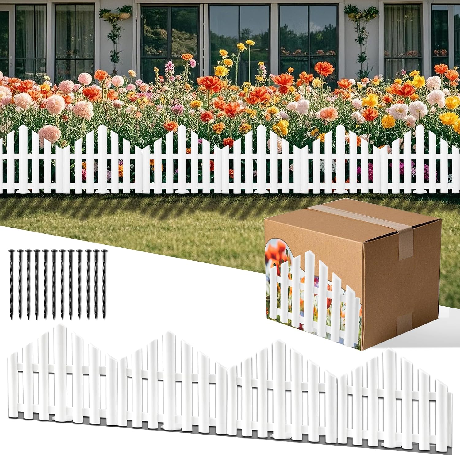 Amazon.com : CooTentler Garden Edging Border No-Dig 13FT White 9.3 Inch ...