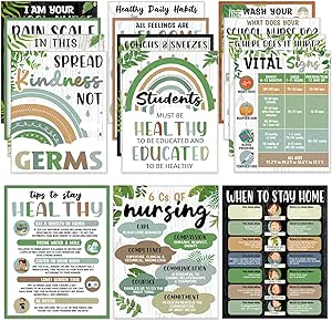 Amazon.com: 15 Pcs School Nurse Poster Classroom Decorations Greenery ...