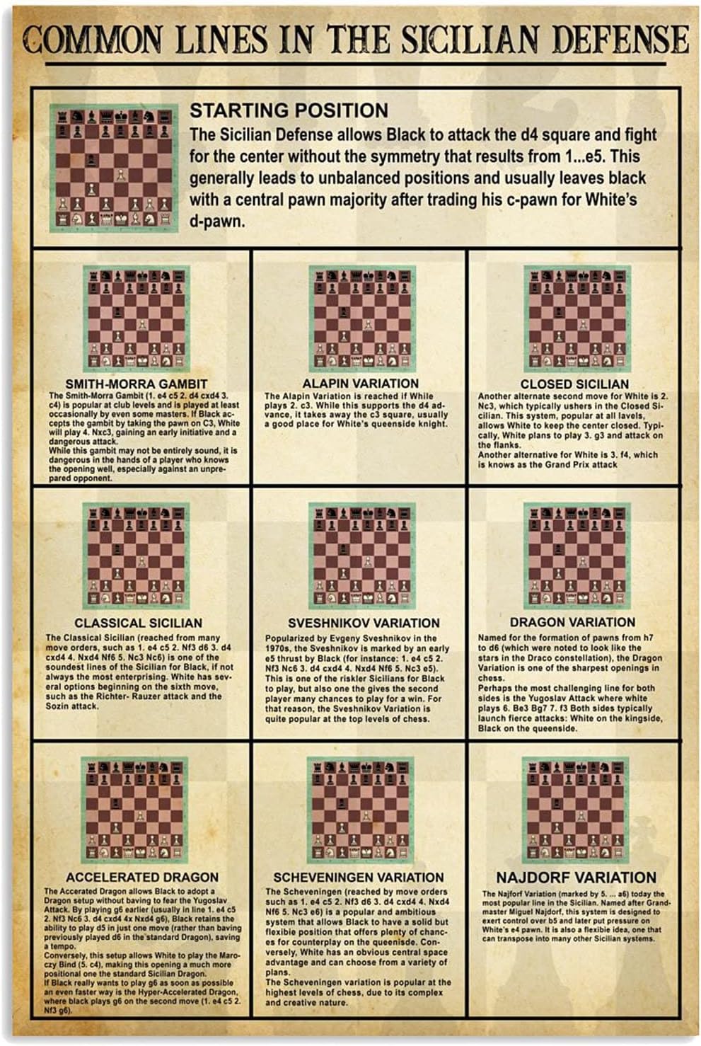 Amazon.com : Chess Knowledge Metal Tin Signs Common Lines In The ...