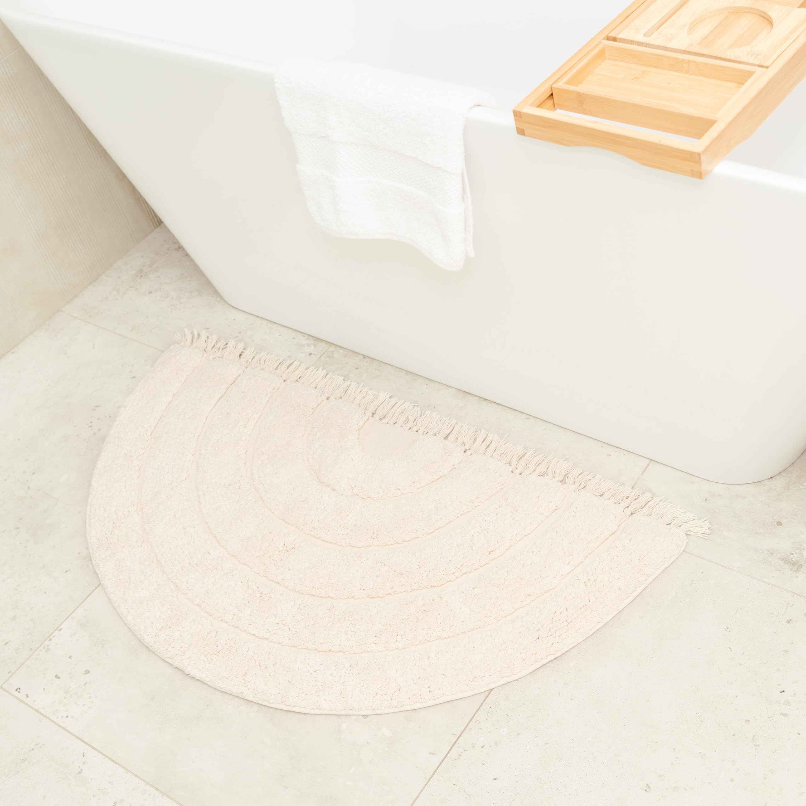 Amazon.com: BIEN BEAU Unique Boho Half Moon Bath Rug – Ivory - 100% ...