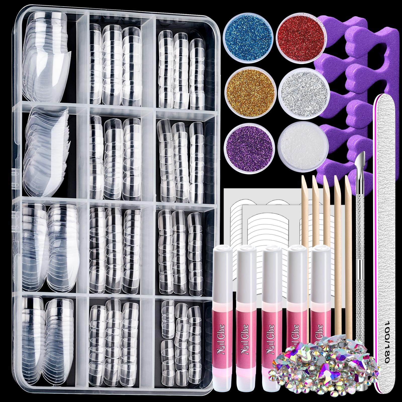 Amazon.com: 600PCS Clear Coffin Nail Tips Set Qinzave Clear Acrylic ...