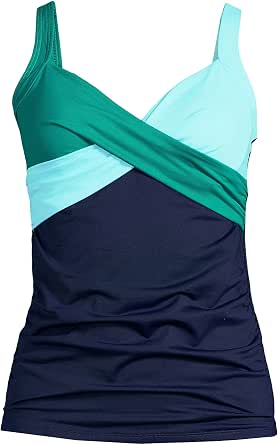 Amazon.com: Lands' End Womens Chlorine Resistant Underwire Wrap Tankini ...
