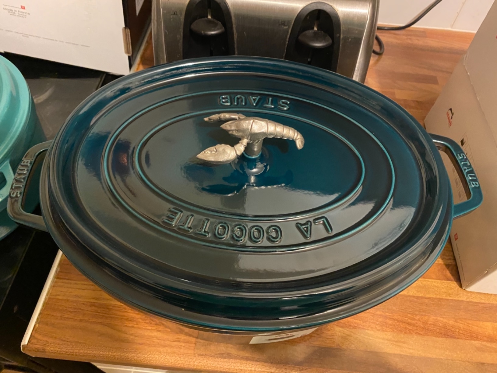 STAUB Cast Iron Roaster/Cocotte, Oval, 37 cm, 8 L, La Mer : Amazon.co ...