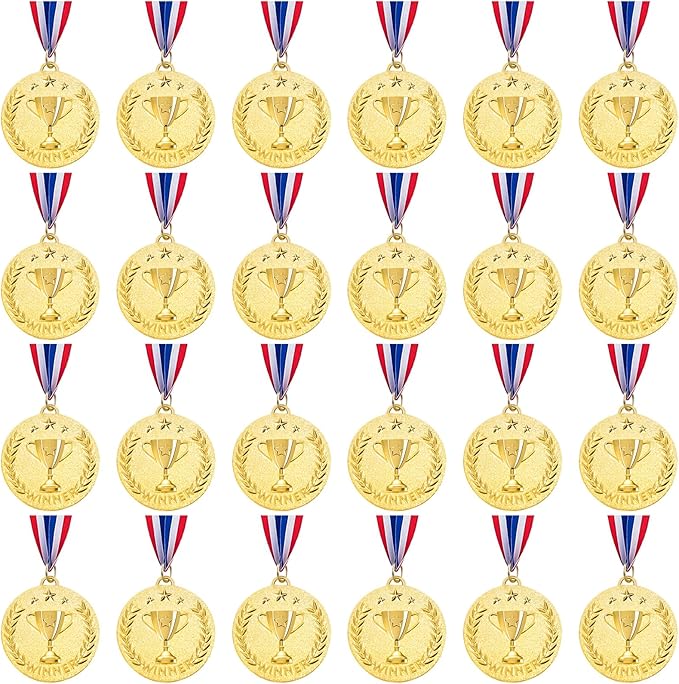 Amazon.com : Caydo 24 Pieces Gold Award Medals Metal Winner Medals for ...