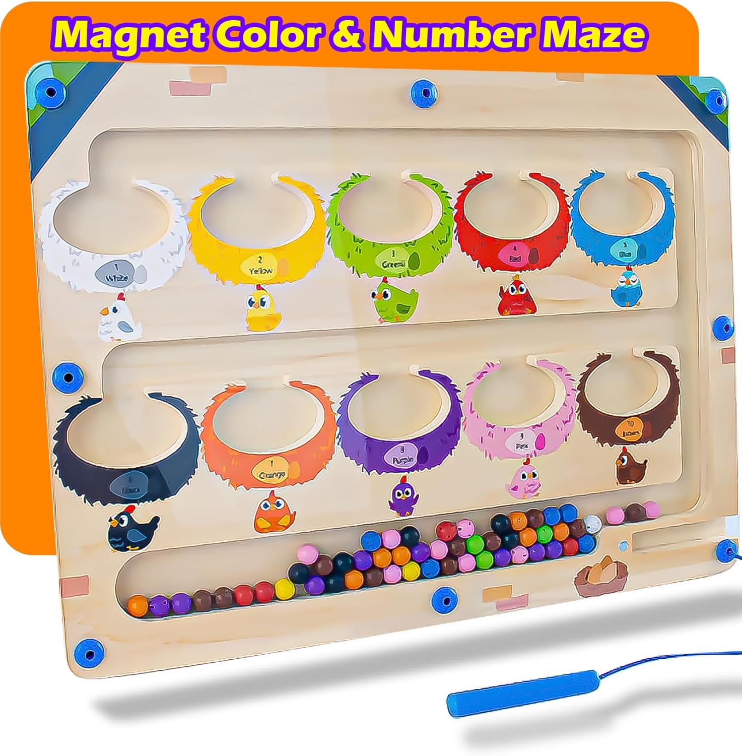 Amazon.com: Btolin Magnetic Color and Number Maze-Magnetic Wooden ...