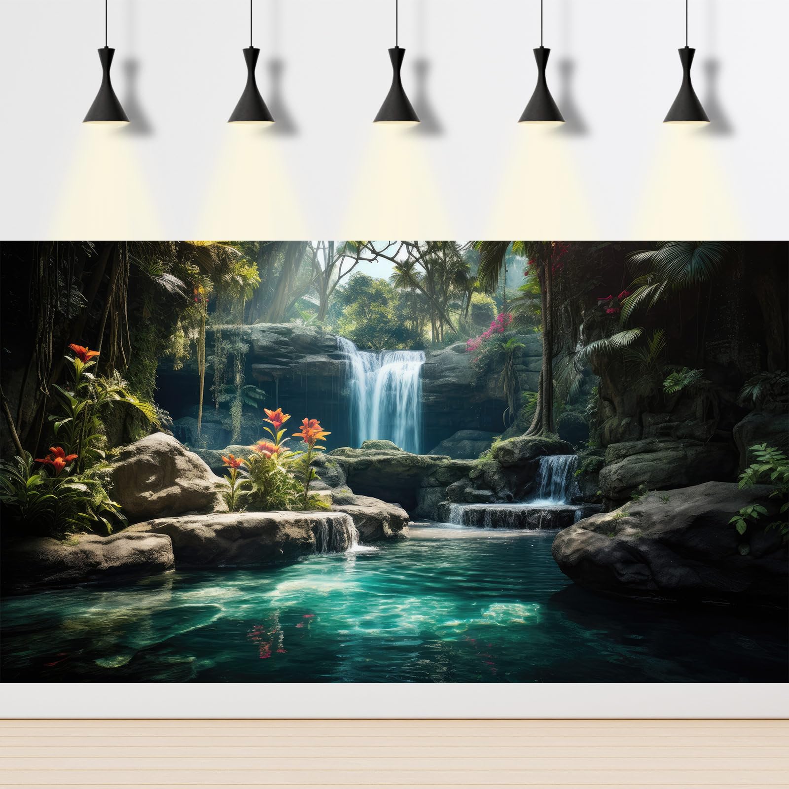 Snapklik.com : Waterfall Aquarium Background Tropical Rainforest Fish ...