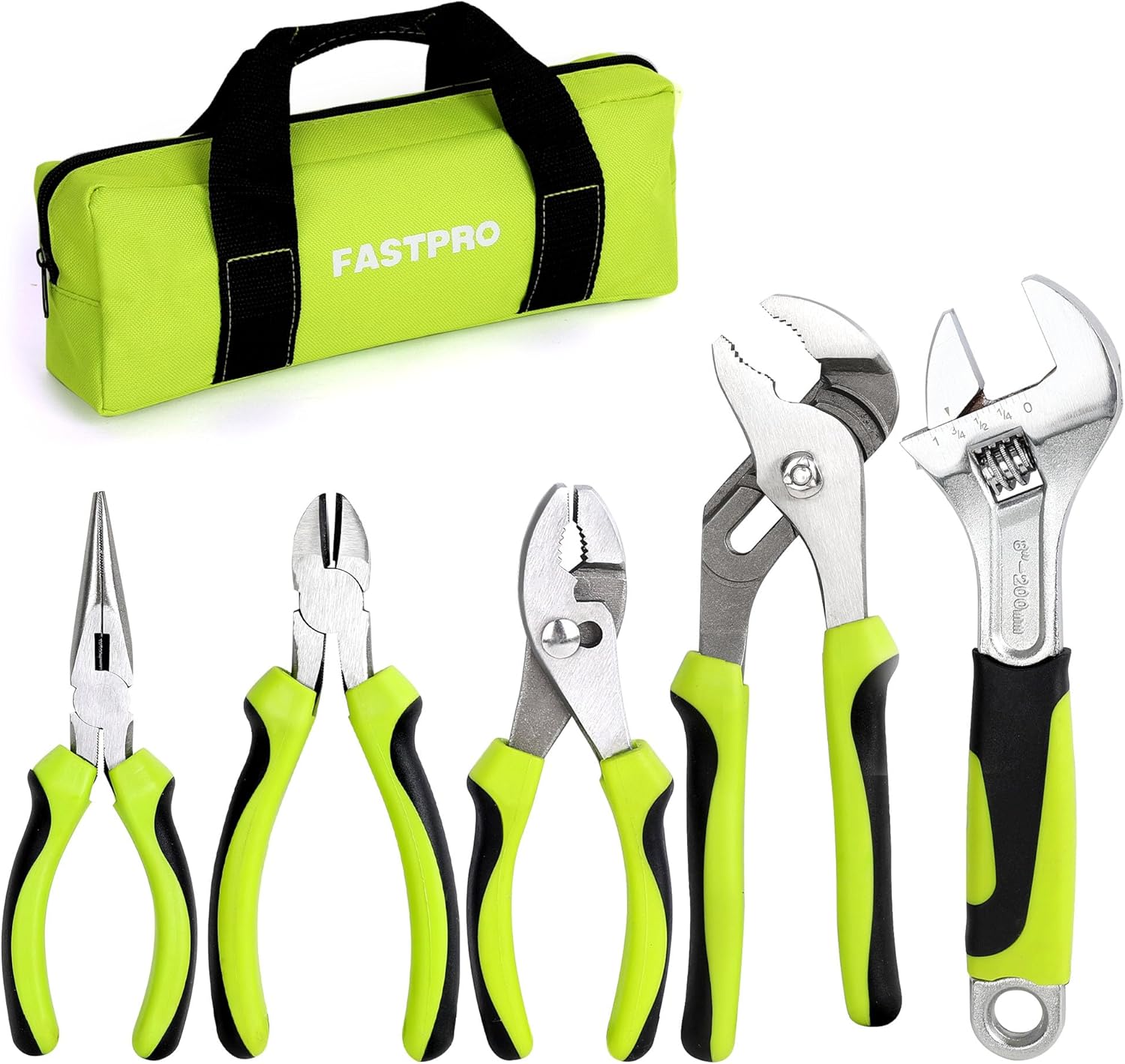 FASTPRO 5-Piece Utility Pliers Set with Storage Bag, Includes Groove ...