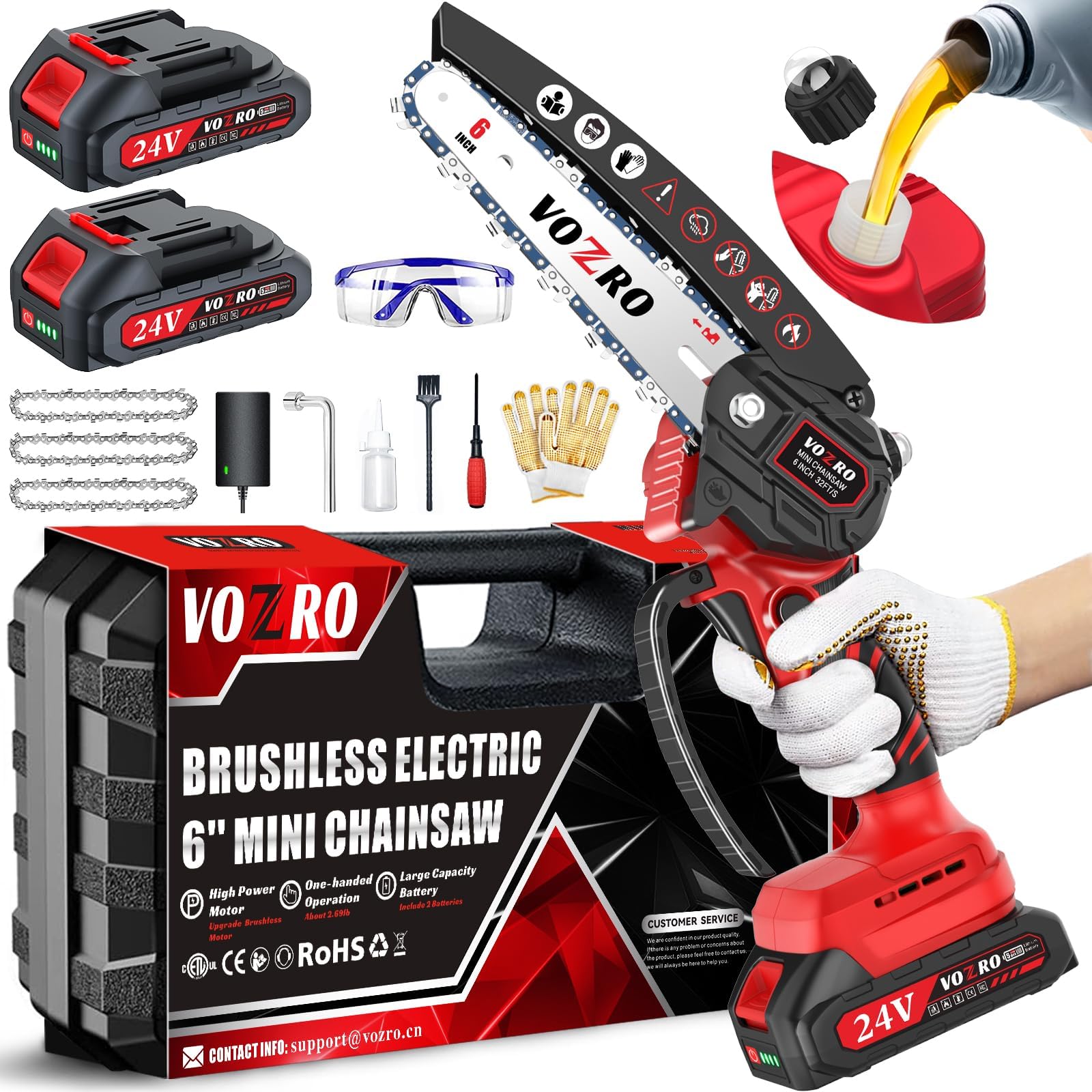 Amazon.com: 6-Inch Mini Electric Chainsaw Cordless - Handheld Portable ...